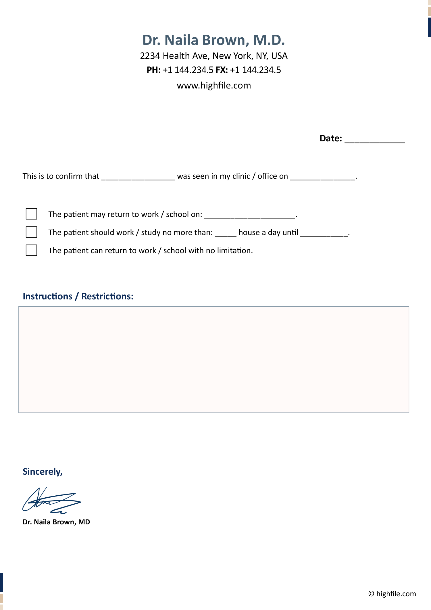 Doctor's Note Template for Missing Work - Word | Google Docs - Highfile