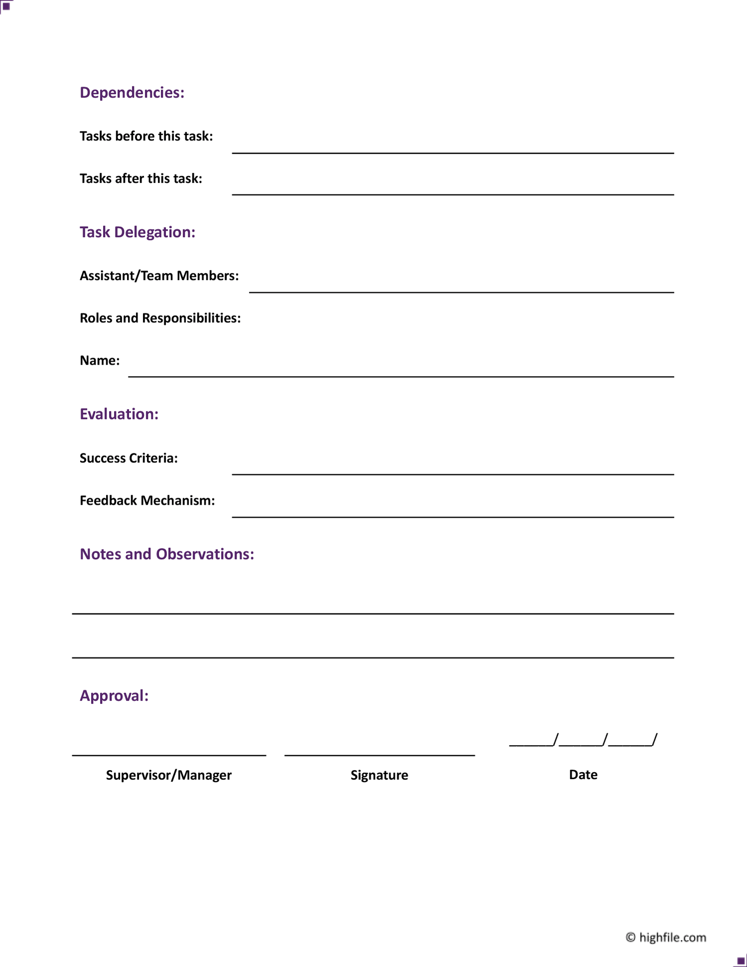 Task Analysis Template - Word | Google Docs - Highfile