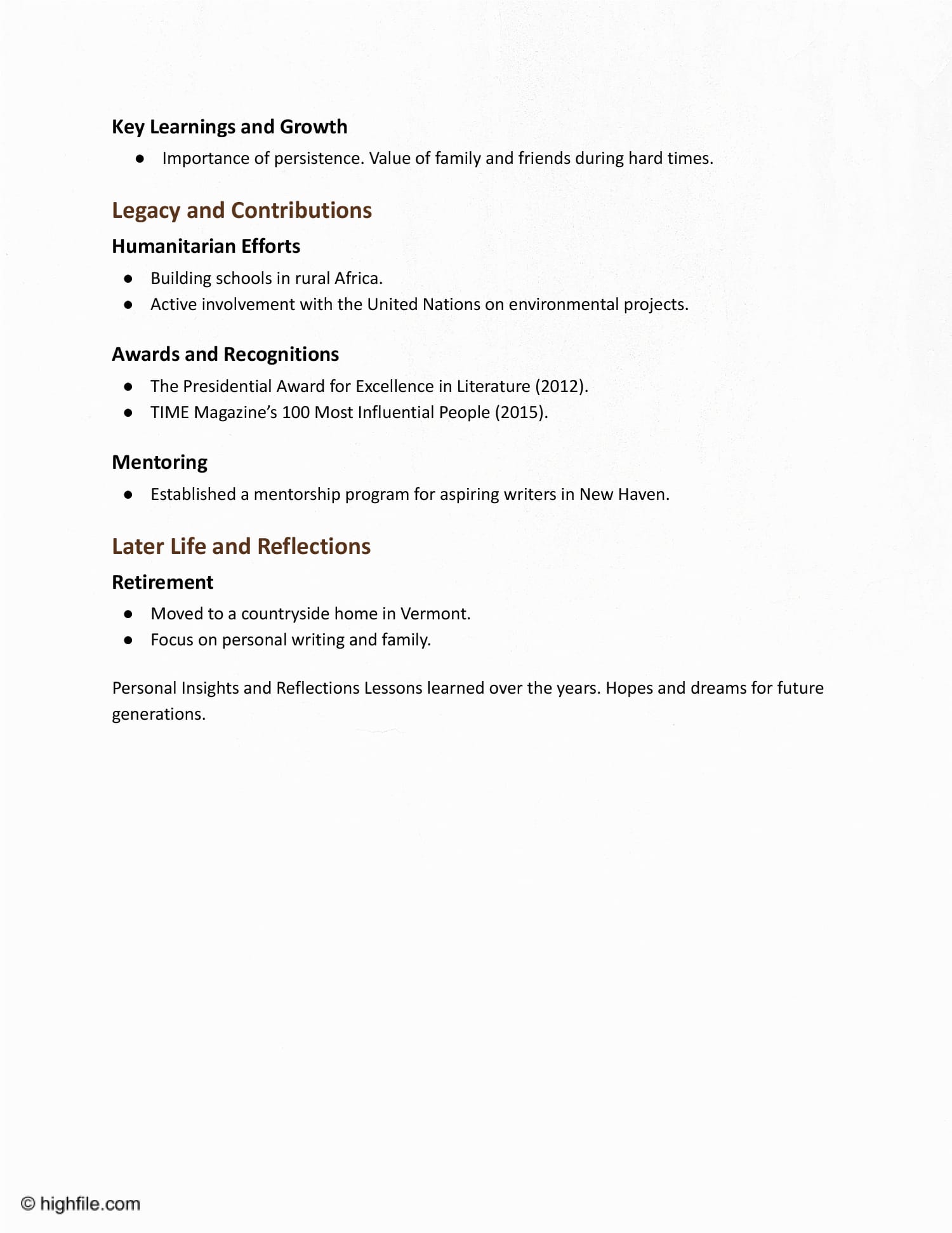 Biography Outline Template - Word | Google Docs - Highfile.com