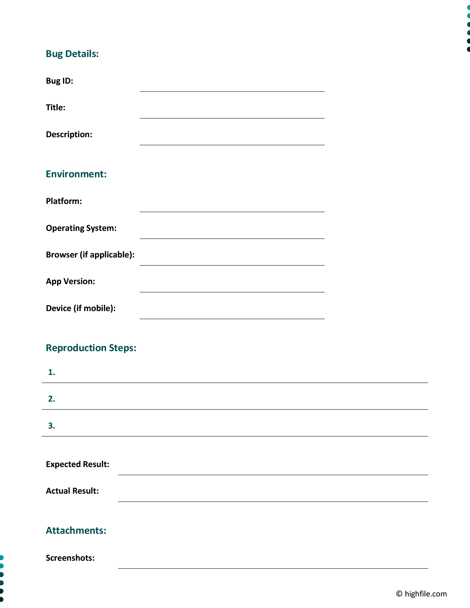 Bug Report Template - Word | Google Docs - Highfile