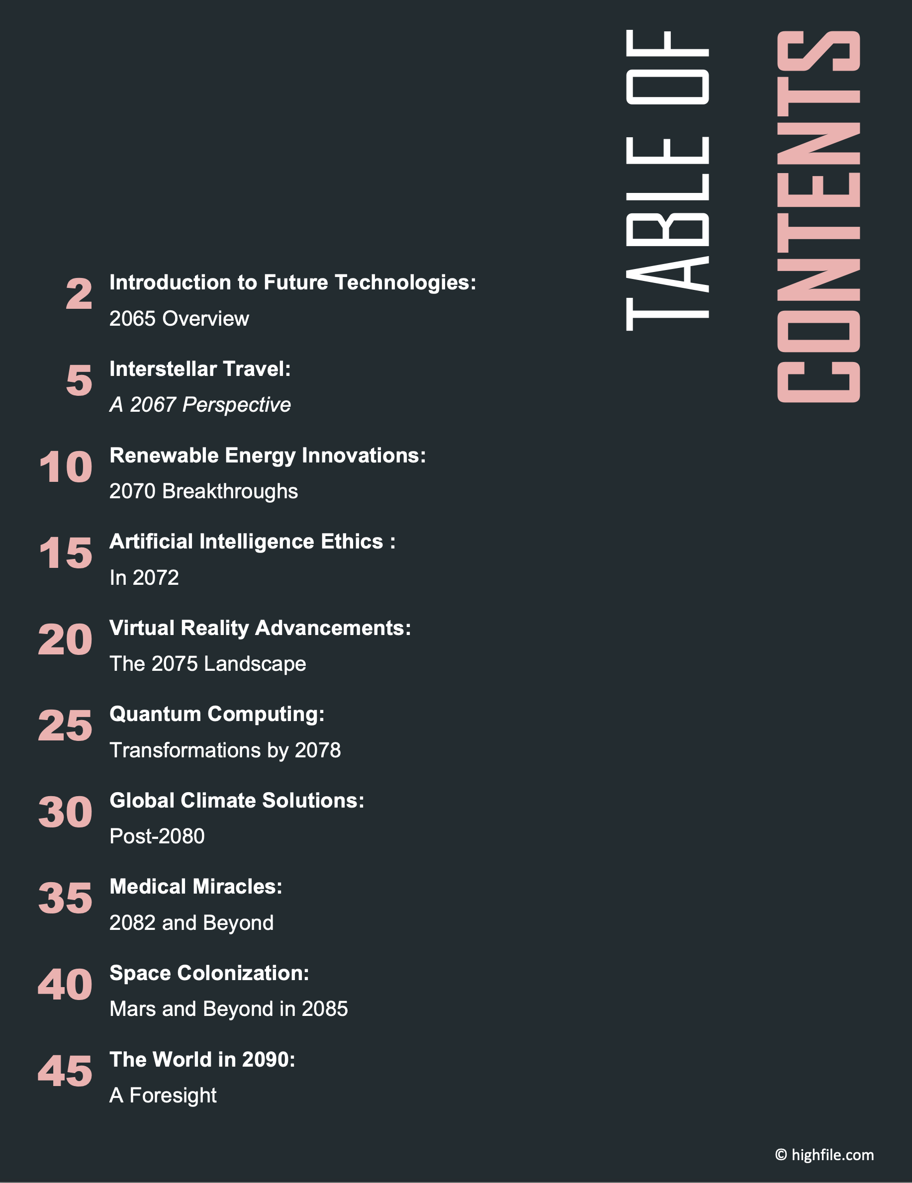Minimal Table of Contents Template - Word | Google Docs - Highfile