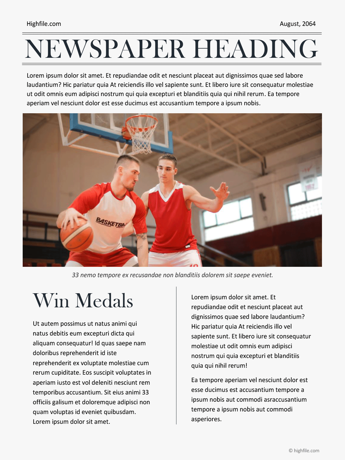 US Letter Newspaper Document Template - Word | Google Docs - Highfile