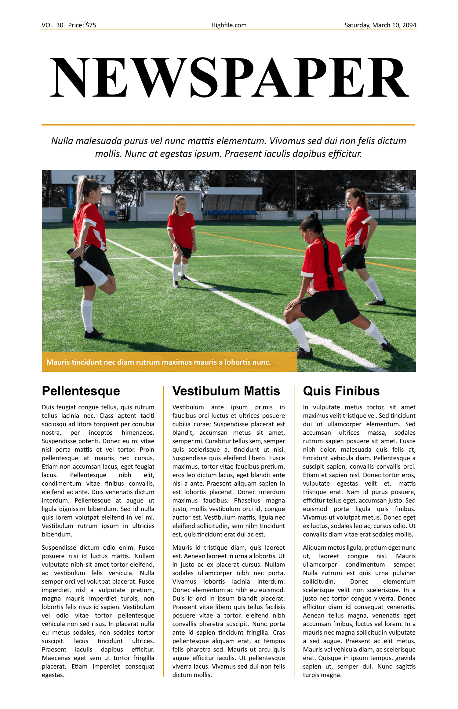 Minimal Newspaper Article Template - Word | Google Docs - Highfile