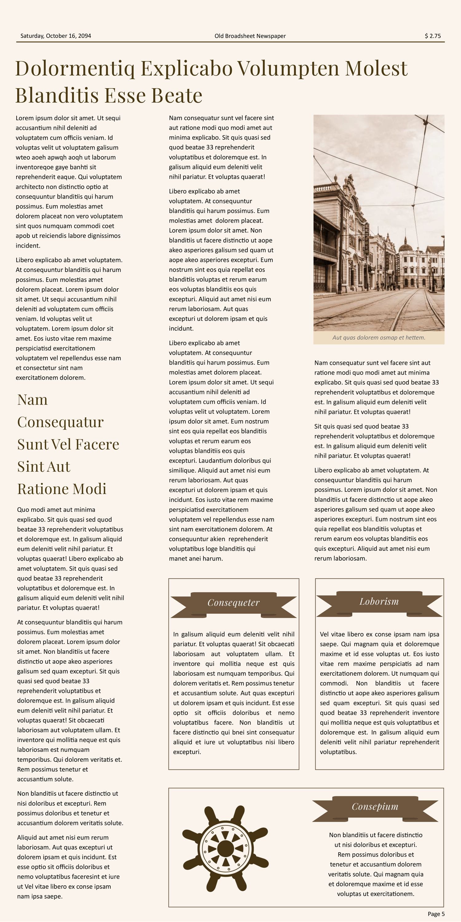 Old Broadsheet Newspaper Template - Word | Google Docs - Highfile