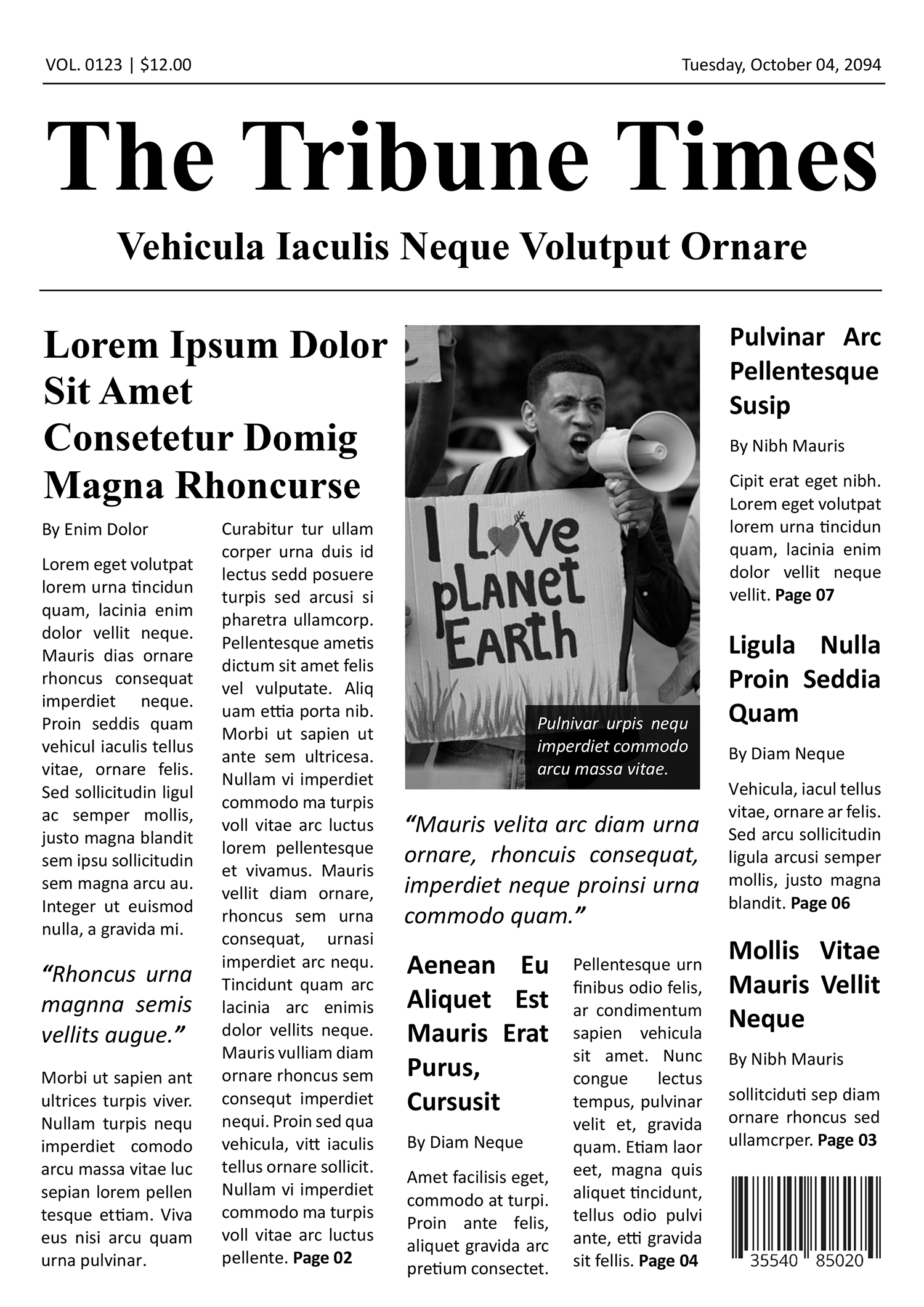 Black and White A4 Newspaper Template - Word | Google Docs - Highfile