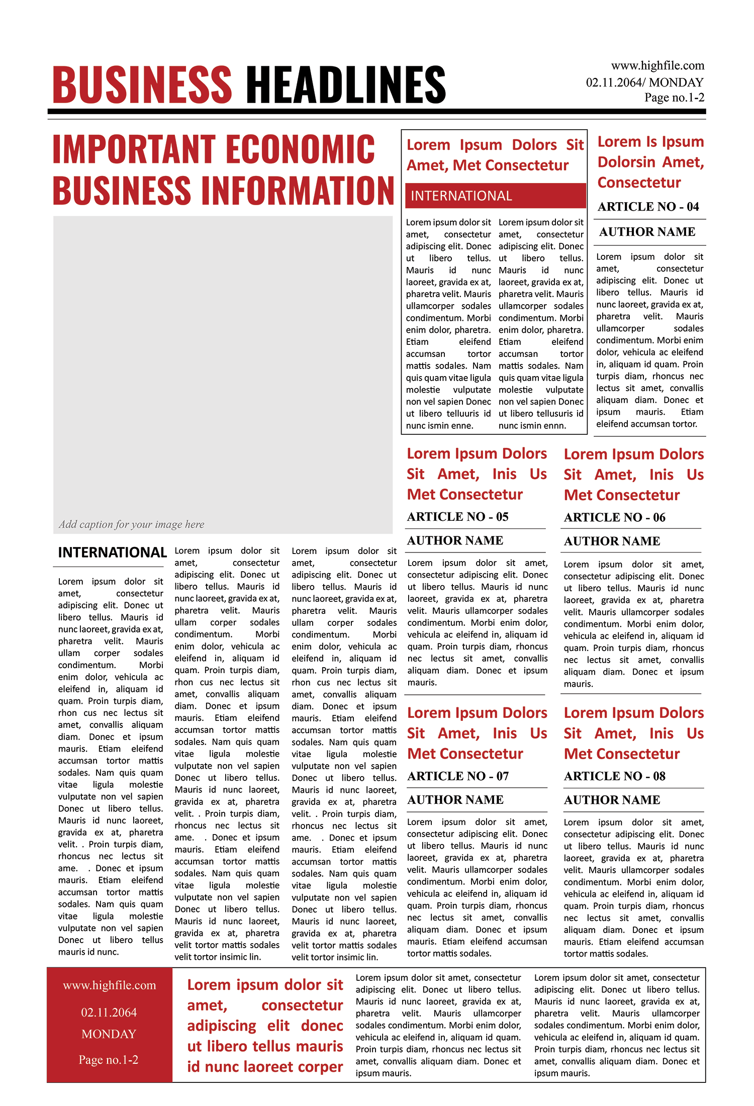 Blank Newspaper Front Page Template - Word | Google Docs - Highfile