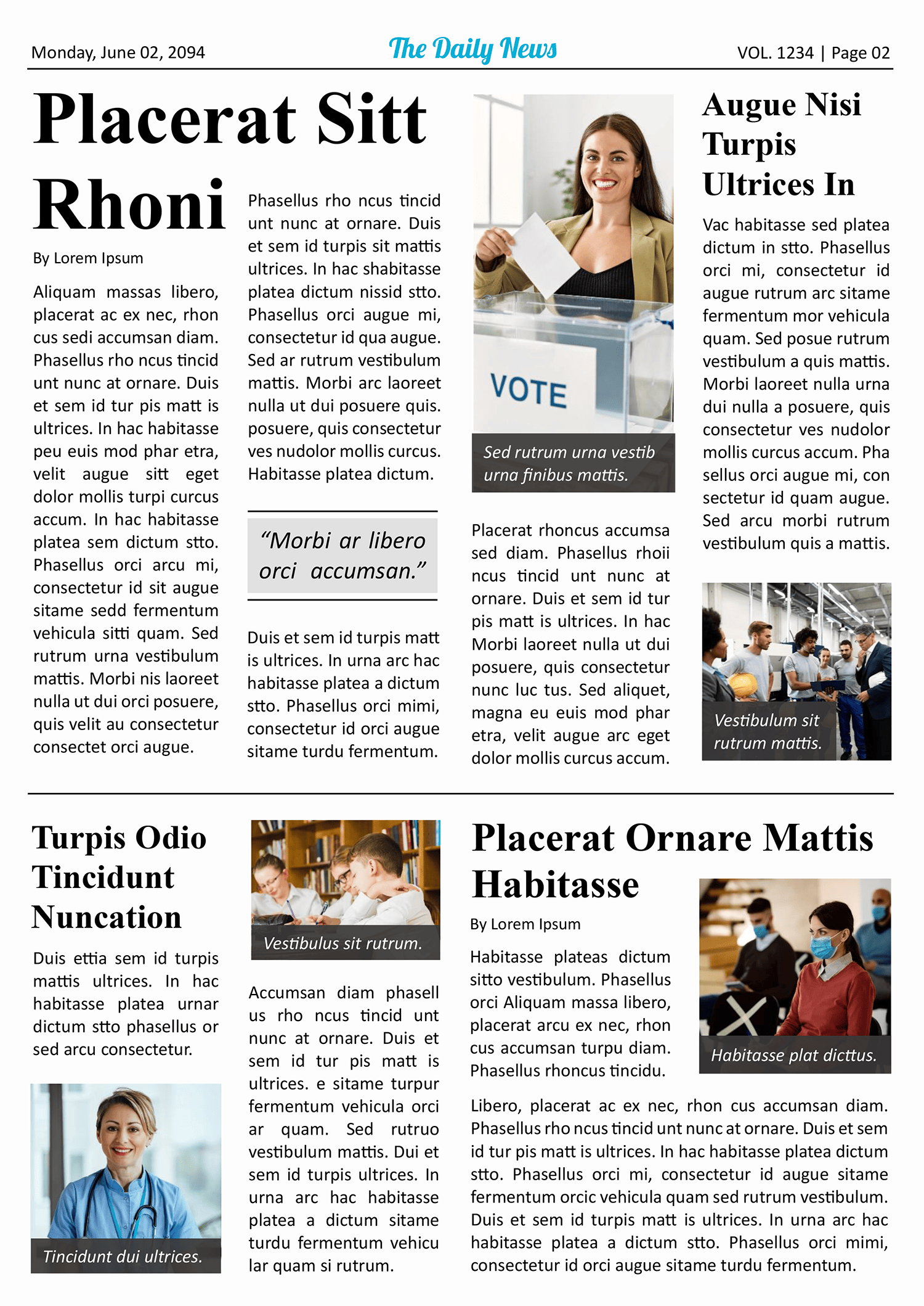 Minimal Layout Newspaper Front Page Template - Word | Google Docs ...