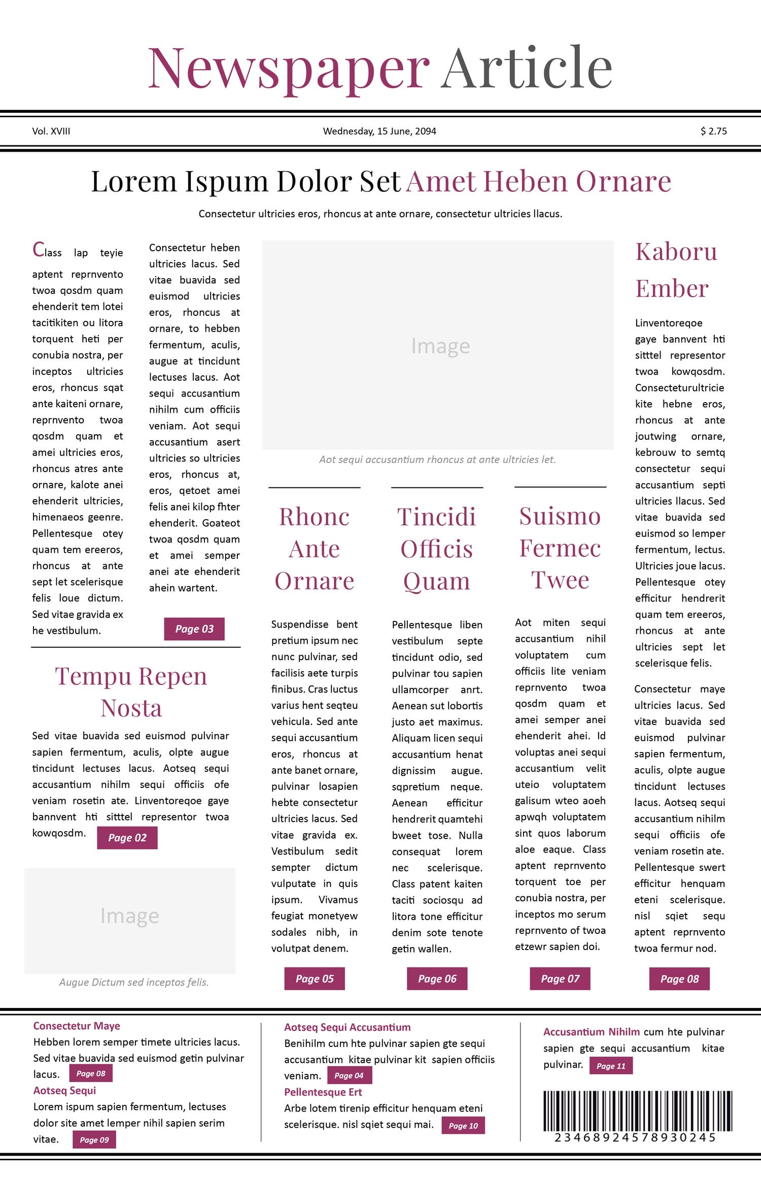 Minimal Tabloid Newspaper Article Template - Word | Google Docs - Highfile