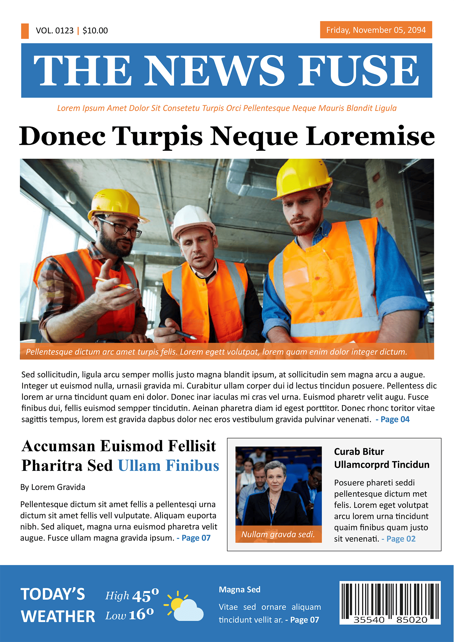 Newspaper Headline Front Page Template - Word | Google Docs - Highfile