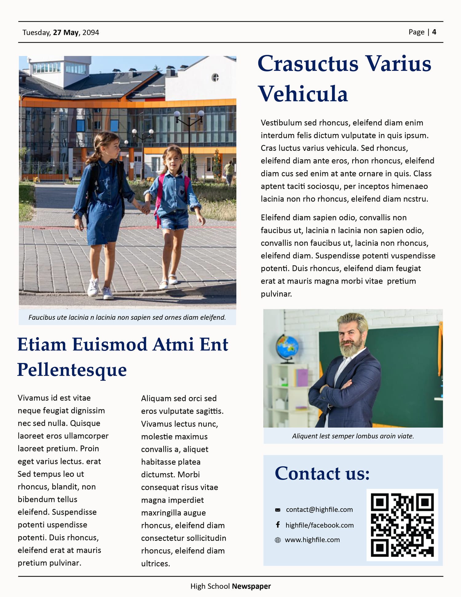 Editable Newspaper Template for Students - Word | Google Docs - Highfile