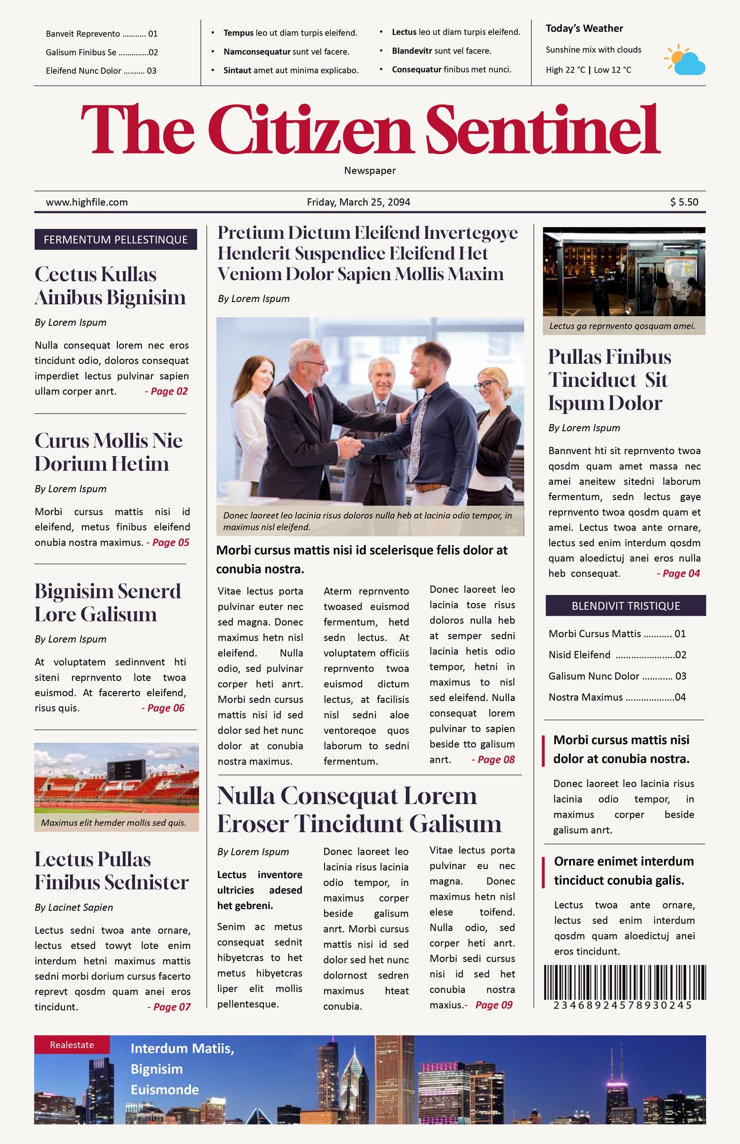 Classic Tabloid Newspaper Template - Powerpoint | Google Slides - Highfile