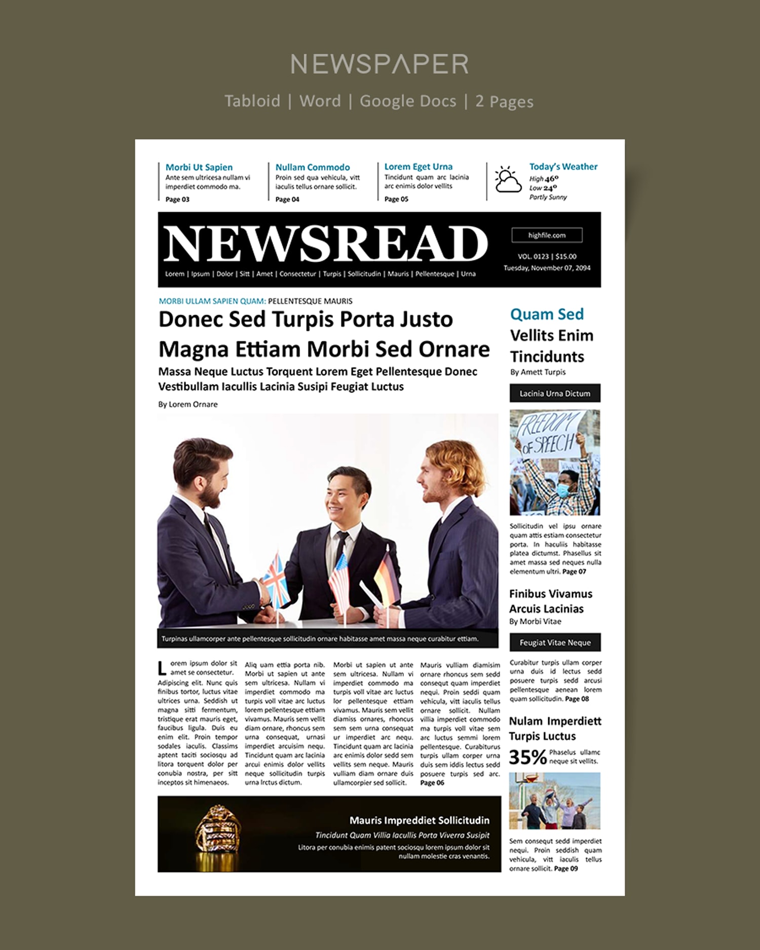 Modern Tabloid Newspaper Front Page Template - Word | Google Docs ... Modern Tabloid Newspaper Front Page Template - Word | Google Docs ...