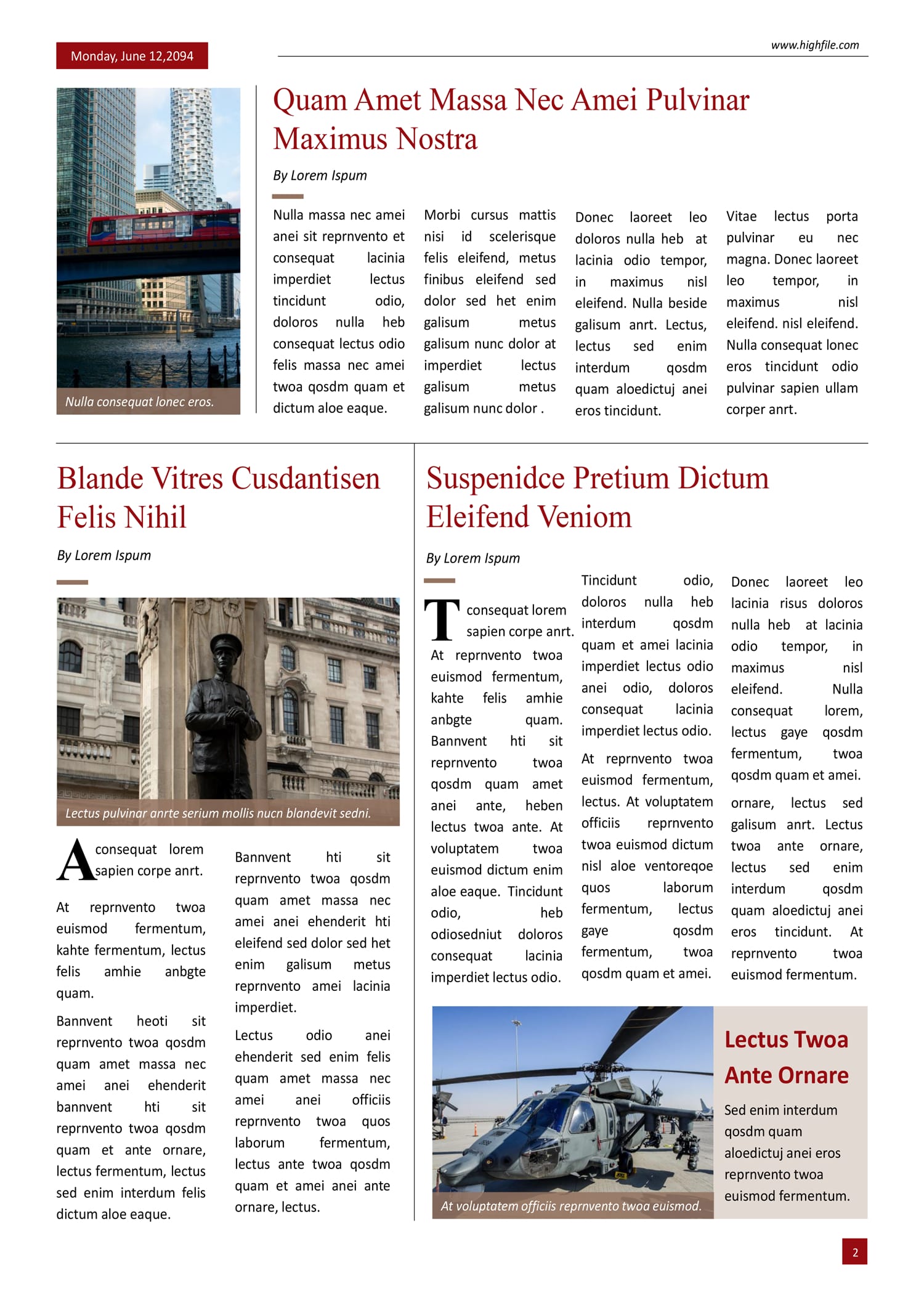 Red A3 Newspaper Template - Powerpoint | Google Slides - Highfile