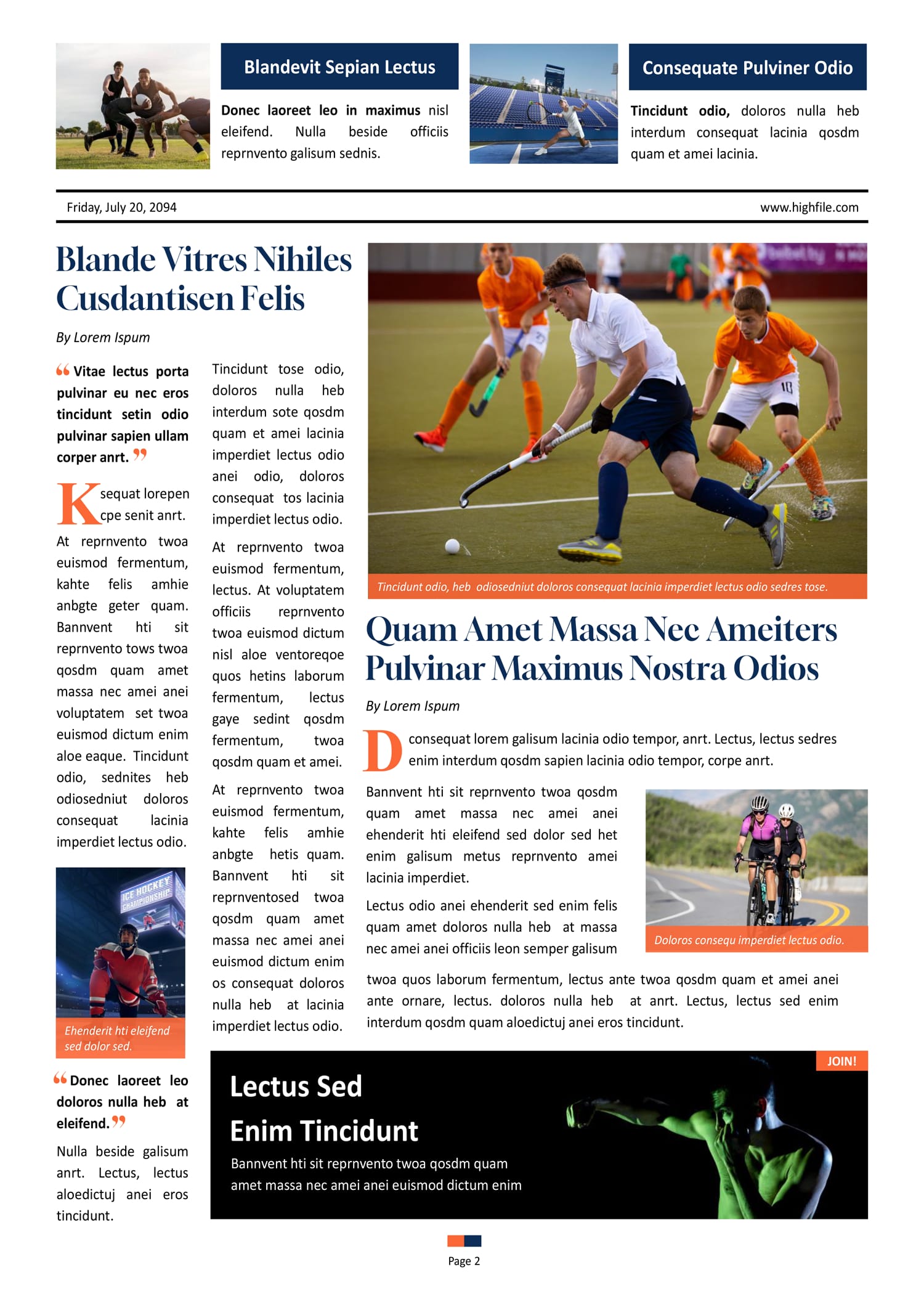 Sports A3 Newspaper Template - Powerpoint | Google Slides - Highfile