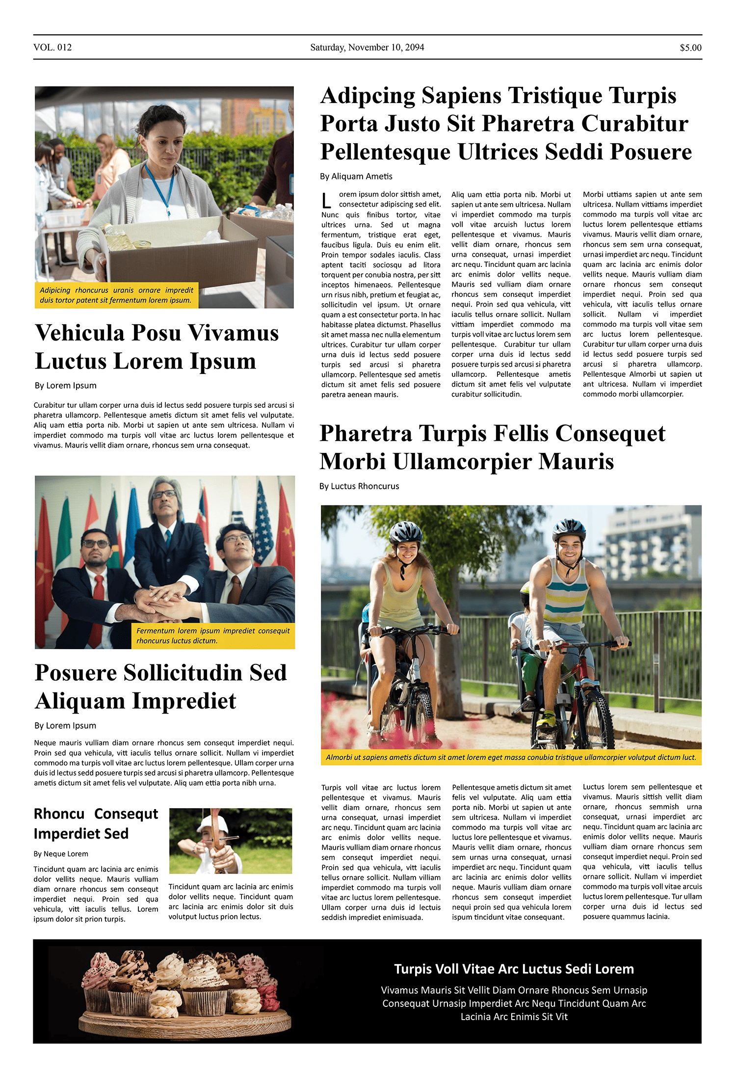 Yellow Newspaper Front Page Template - Word | Google Docs - Highfile