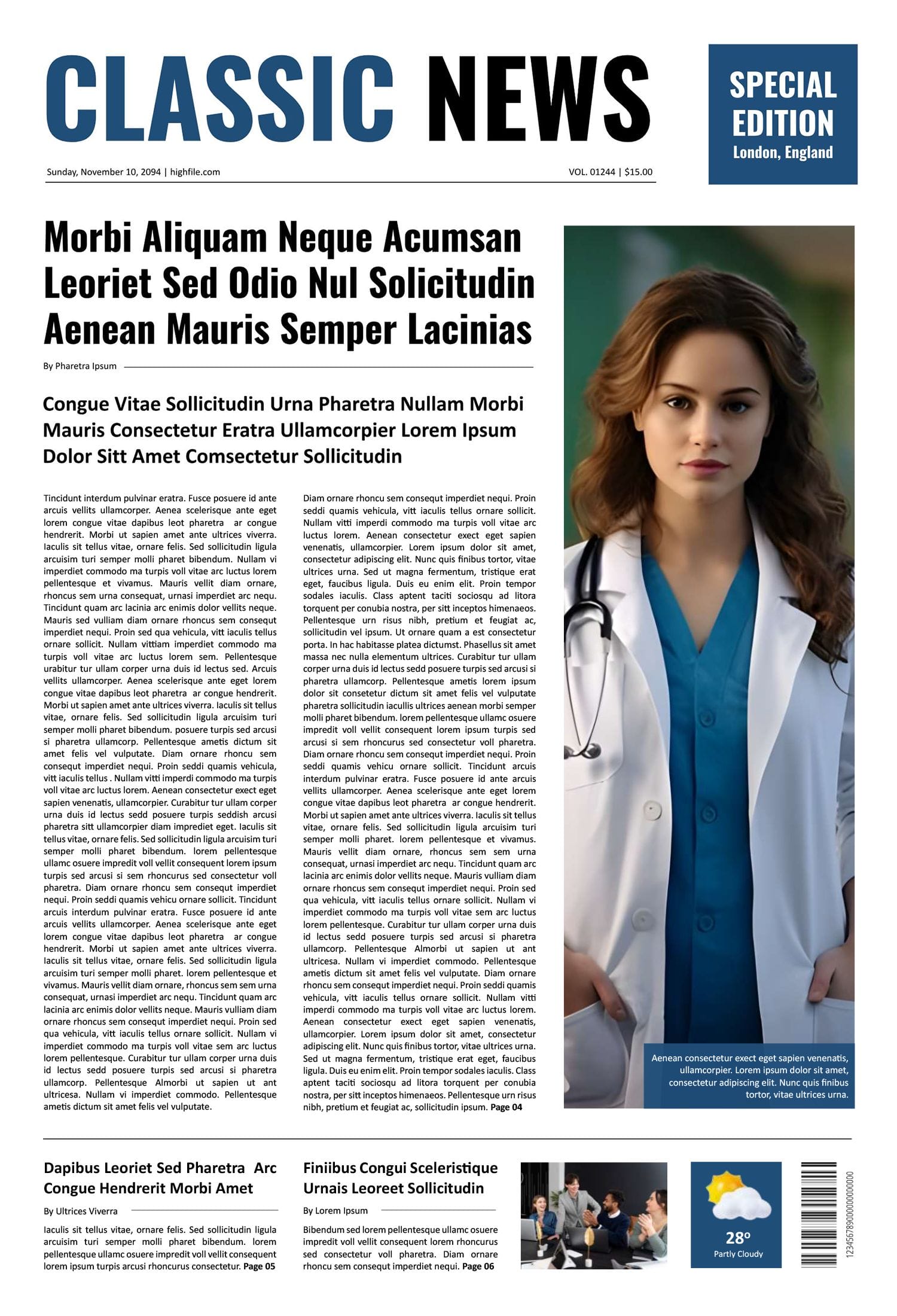 Classic Broadsheet Newspaper - Word | Google Docs - Highfile