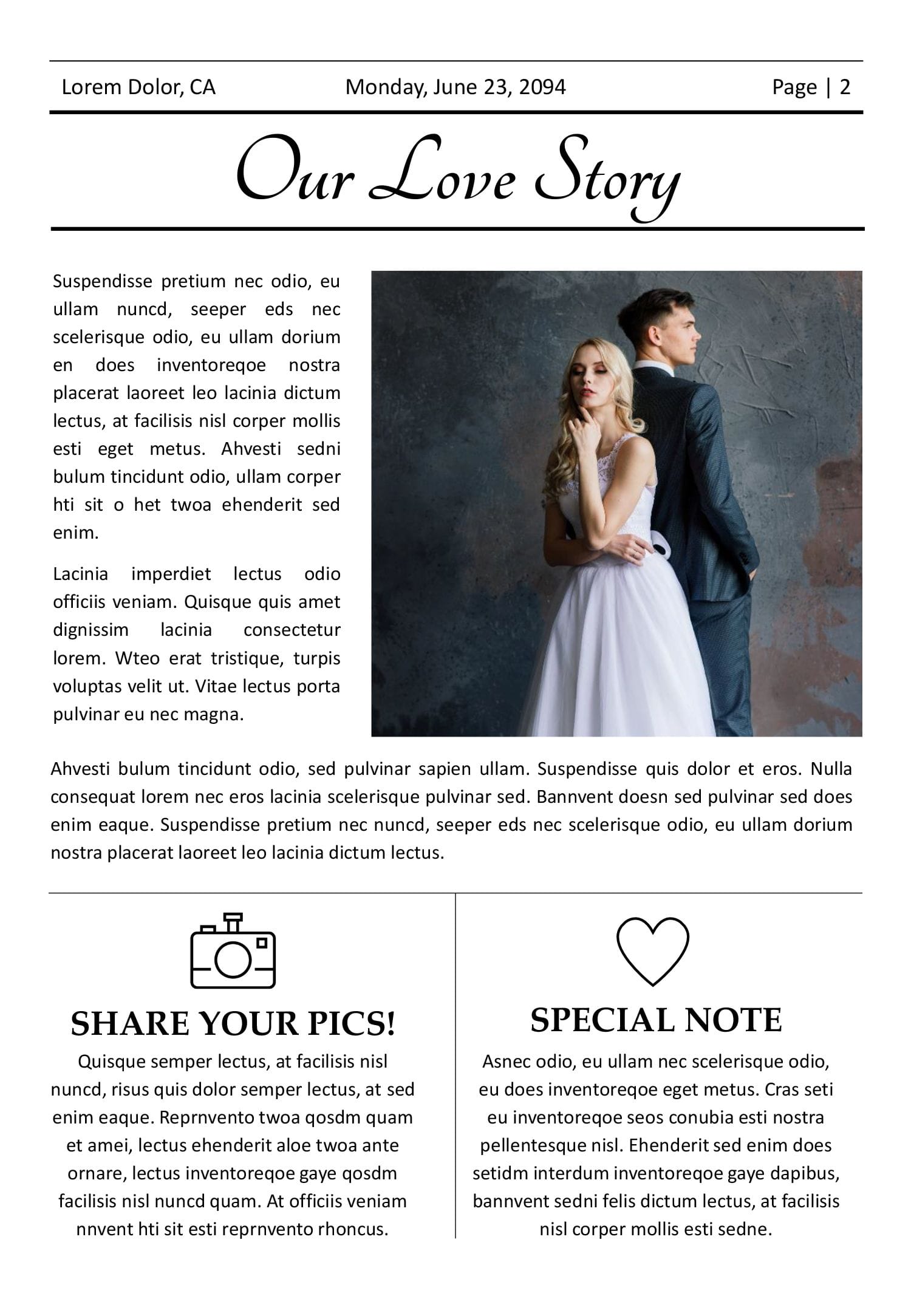 Simple Wedding Newspaper Template - PowerPoint | Google Slides - Highfile