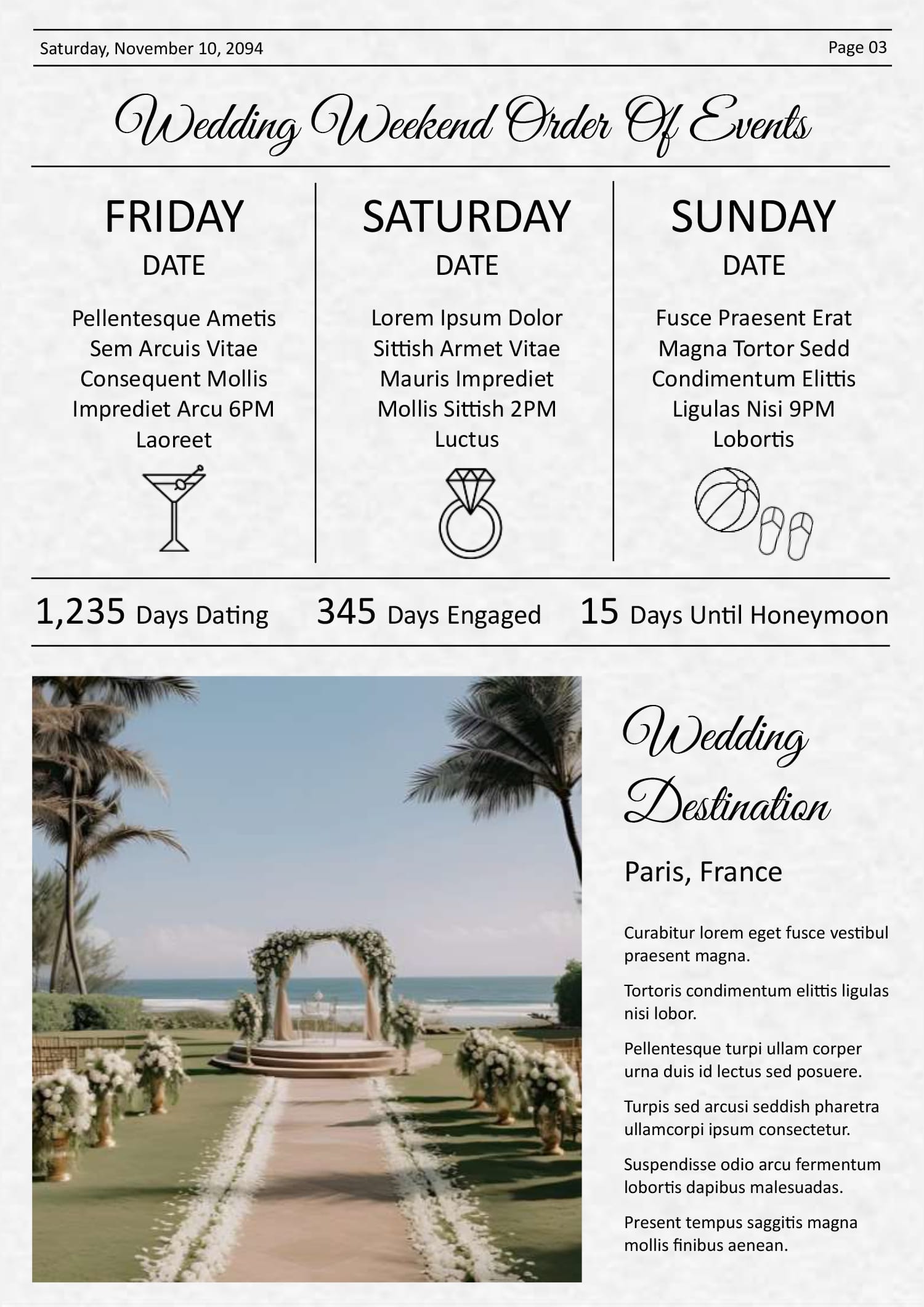 Simple Wedding Program Newspaper Template - Word | Google Docs - Highfile