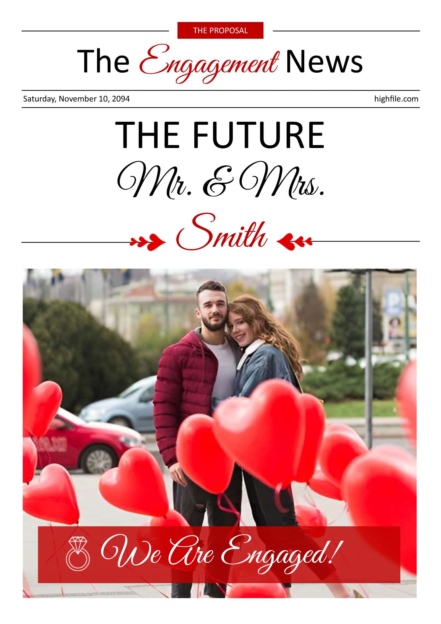 Engagement Announcement Newspaper Template Canva Newspaper Template,