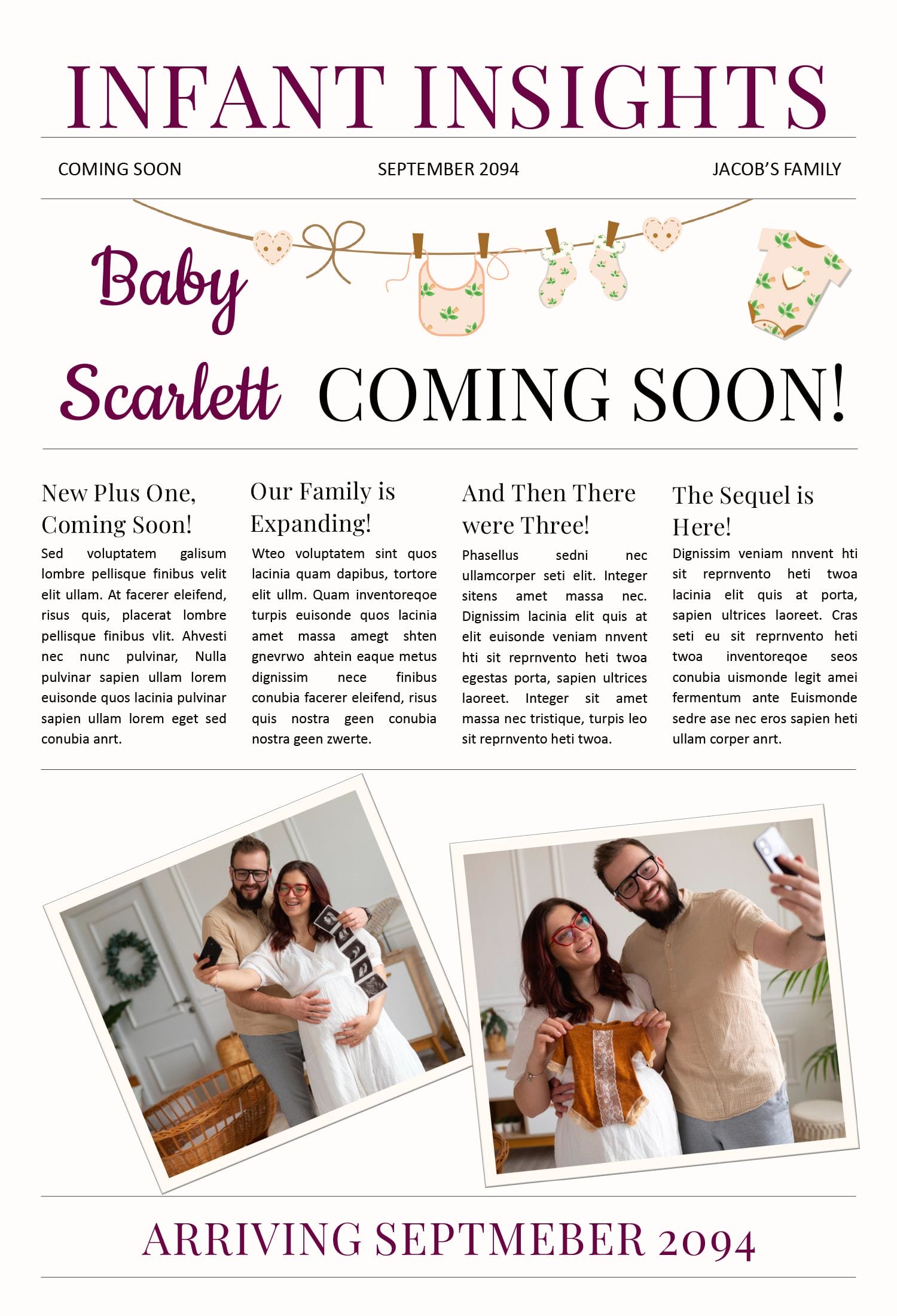 Broadsheet Newspaper Baby Announcement Template - PowerPoint | Google ...