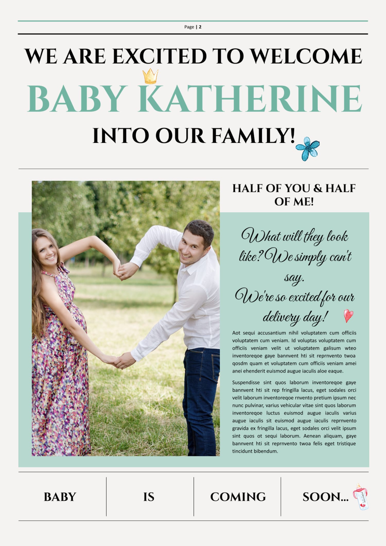 Classic Pregnancy Announcement Newspaper Template - Word | Google Docs ...