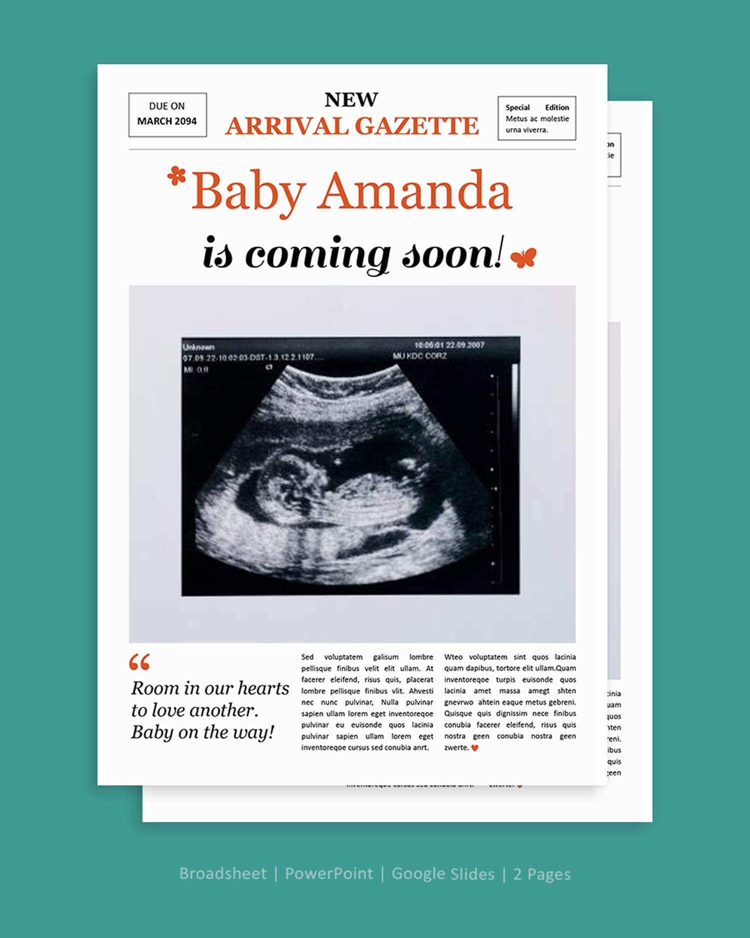 Large Birth Announcement Newspaper Template - PowerPoint | Google ...
