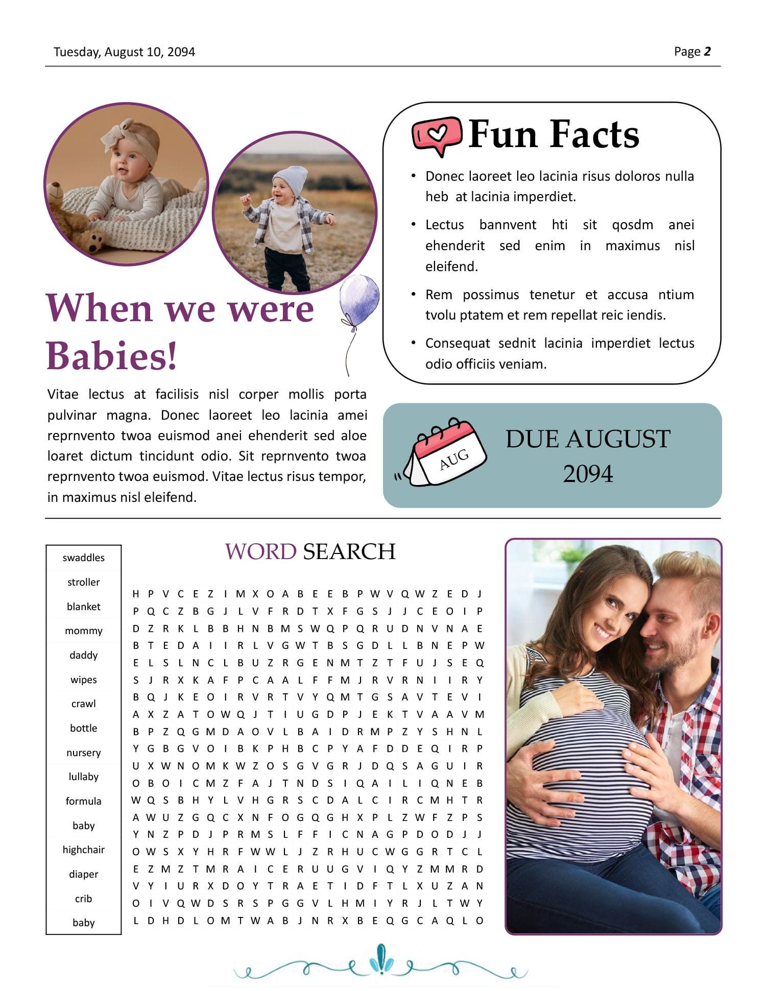 Purple Pregnancy Announcement Newspaper Template - PowerPoint | Google ...