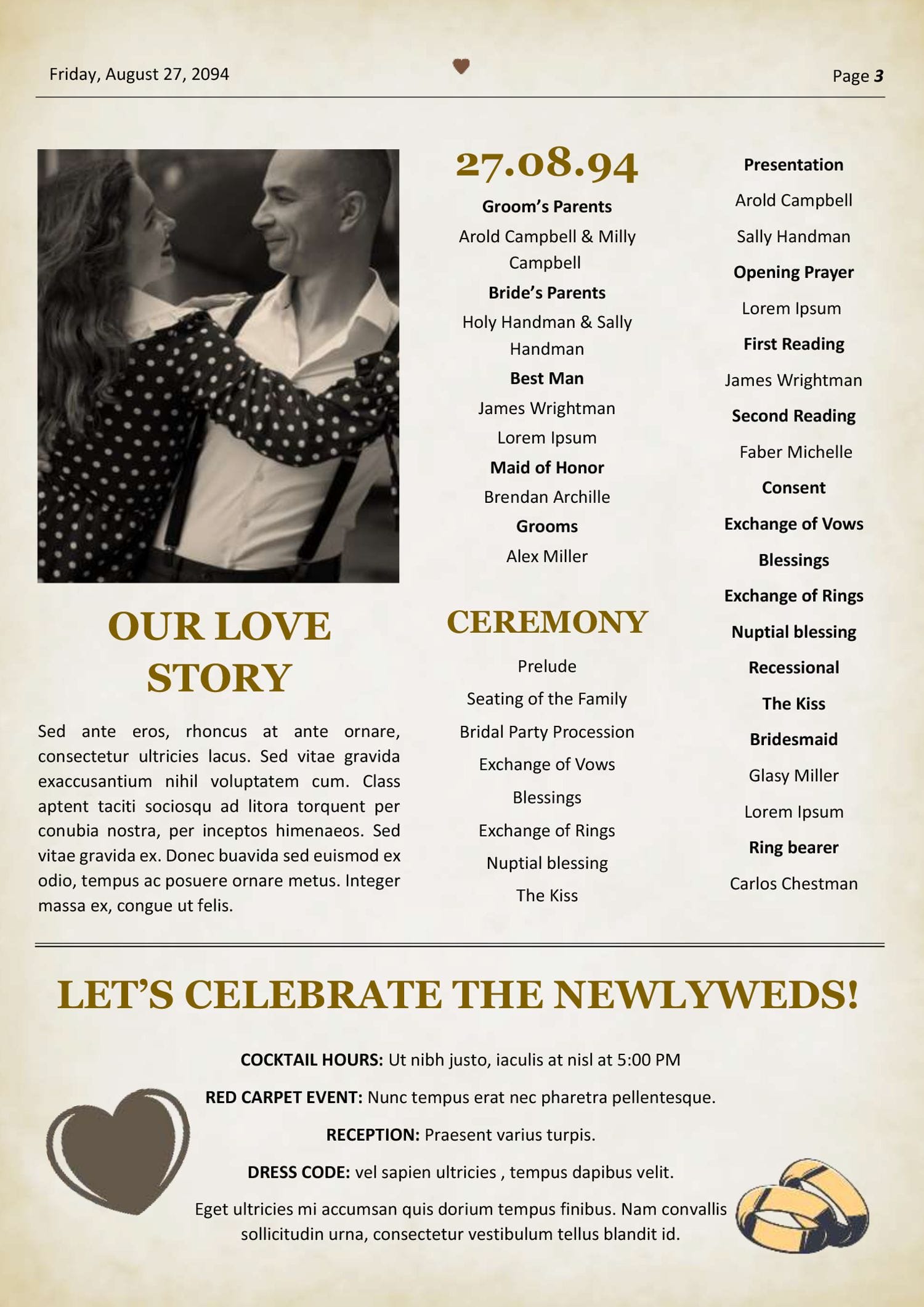 Old Style Wedding Newspaper Template - Word | Google Docs - Highfile