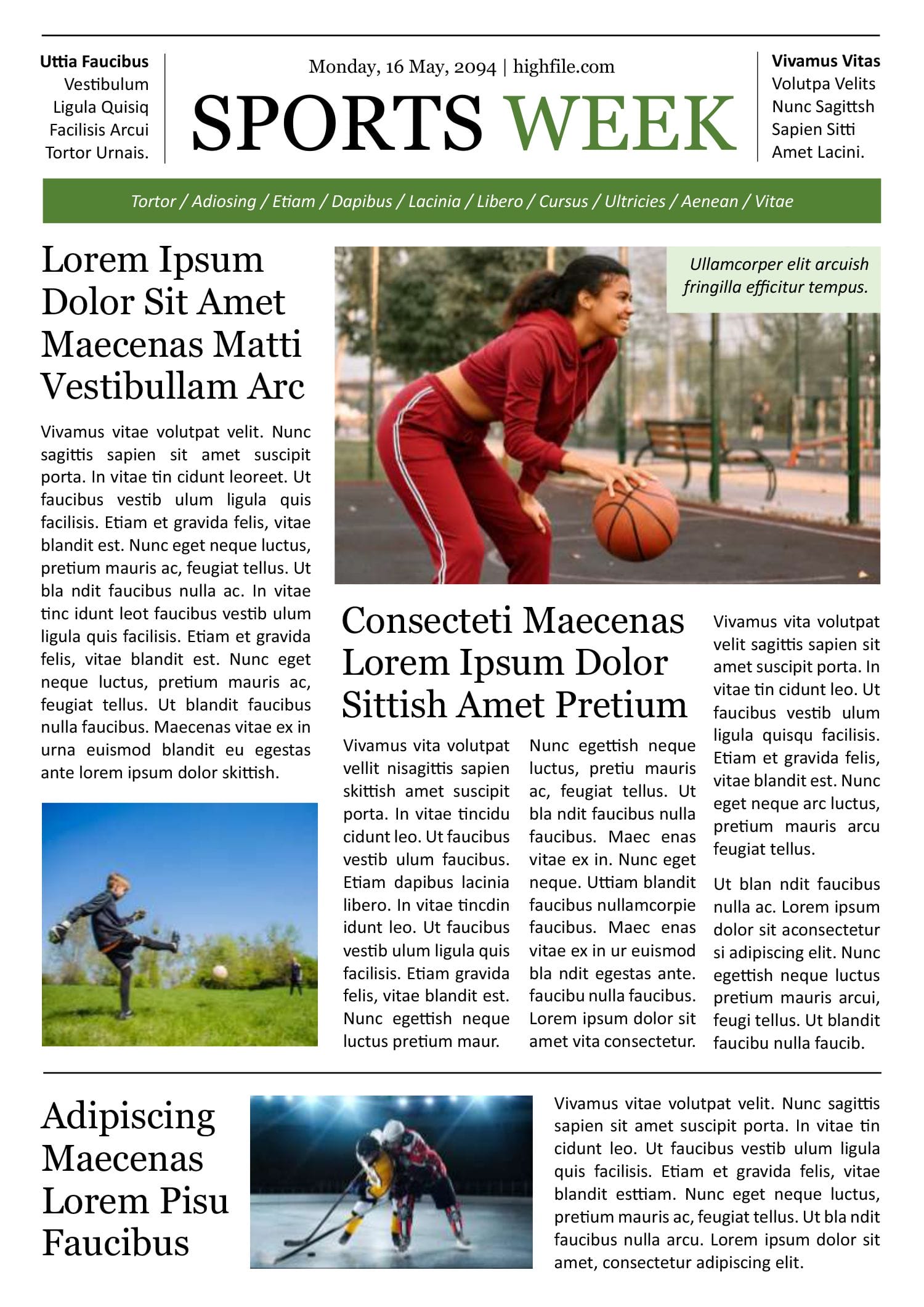 Sports Newspaper Template - Word | Google Docs - Highfile