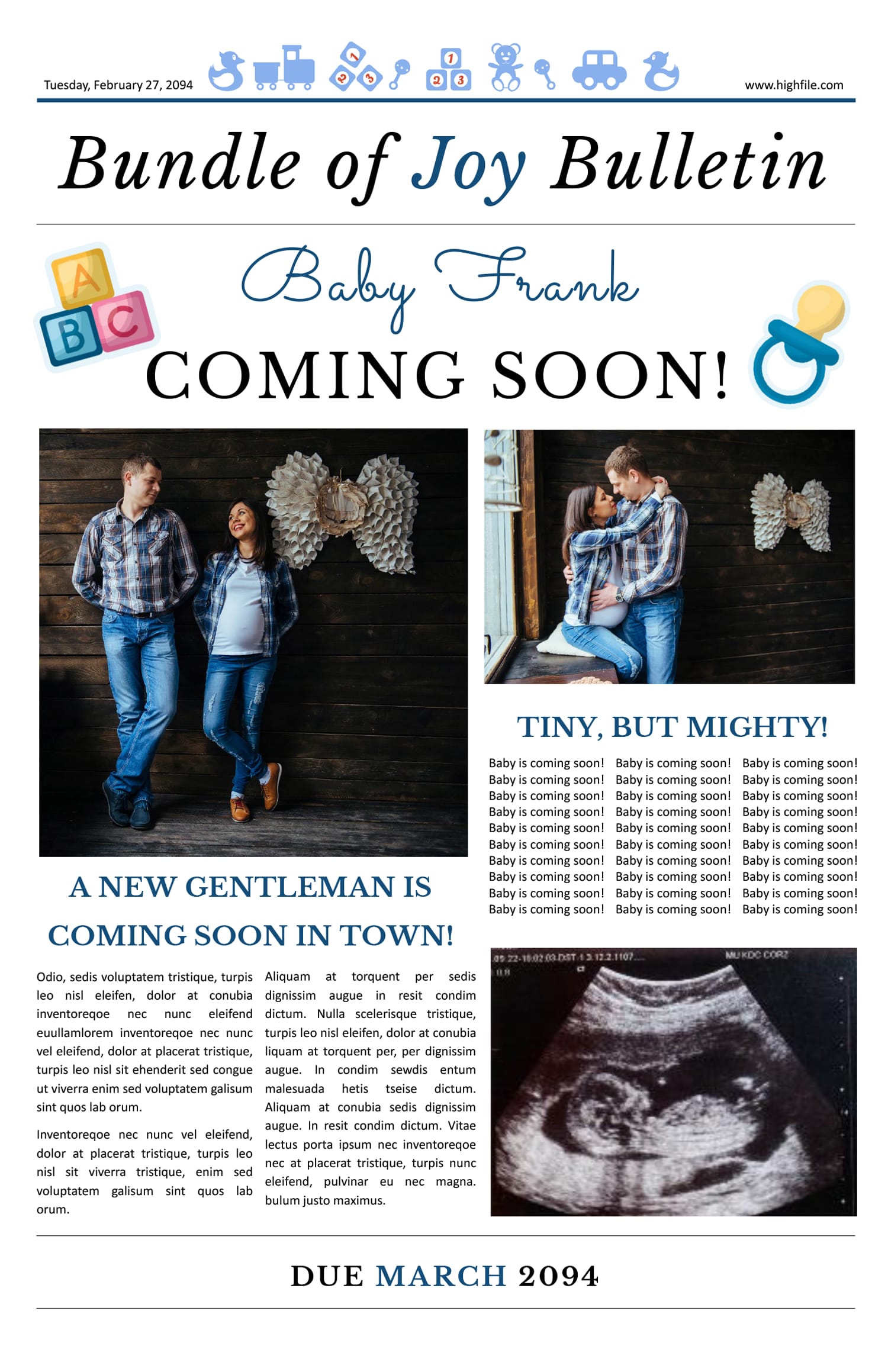 Baby Announcement Tabloid Newspaper Template - PowerPoint | Google ...