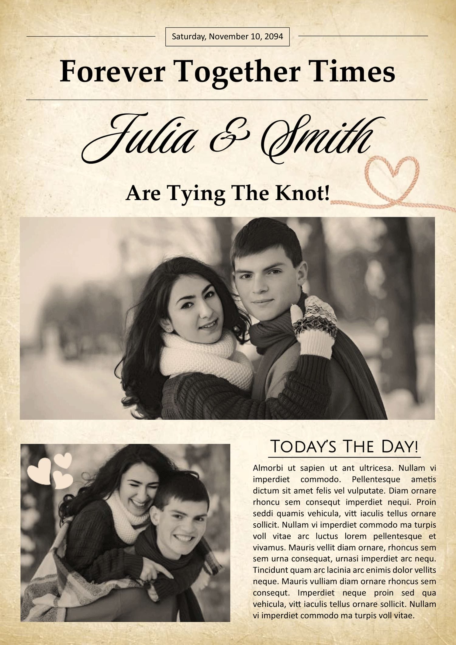 Vintage Themed Wedding Program Newspaper Template - Word | Google Docs ...