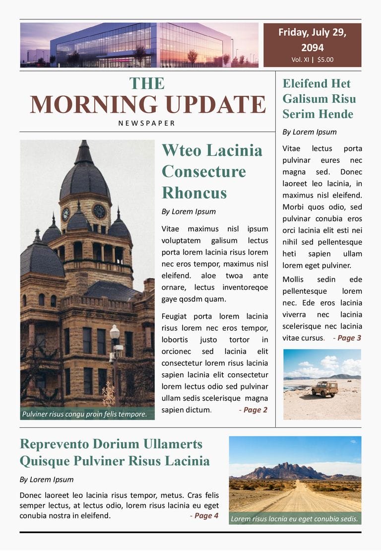 Editable Newspaper Headline Template - Word | Google Docs - Highfile