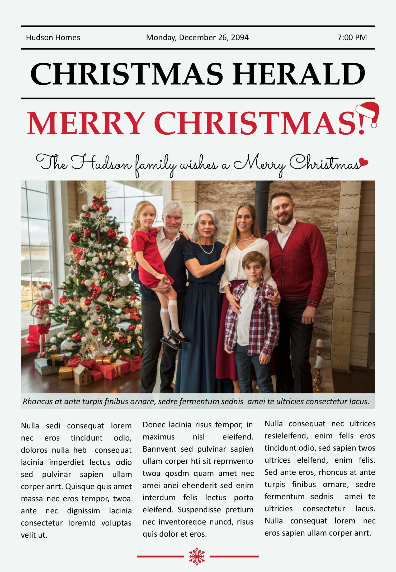 A4 Christmas Newspaper Template - PowerPoint | Google Slides - Highfile