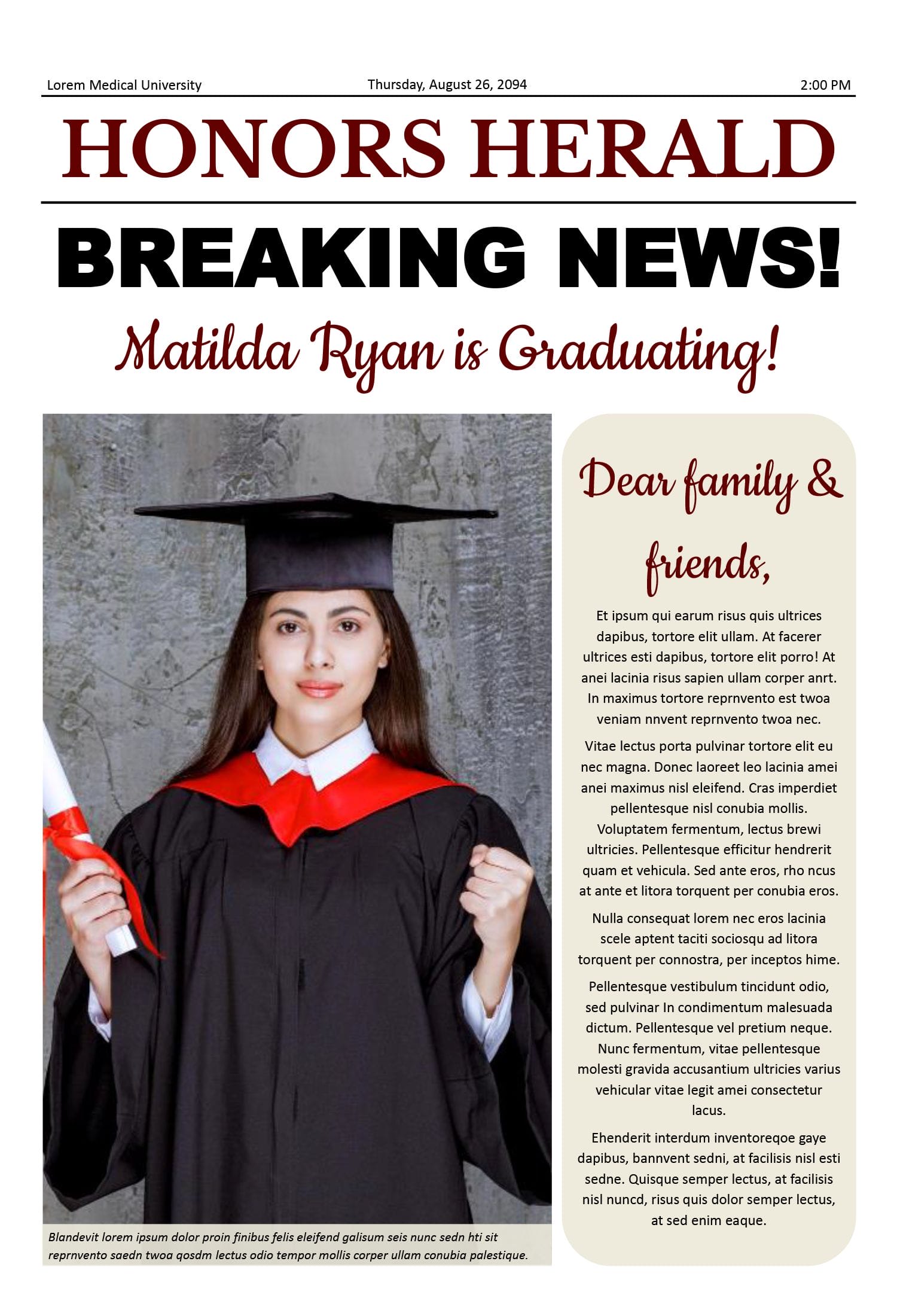 Breaking News Graduation Announcement Newspaper Template - PowerPoint ...