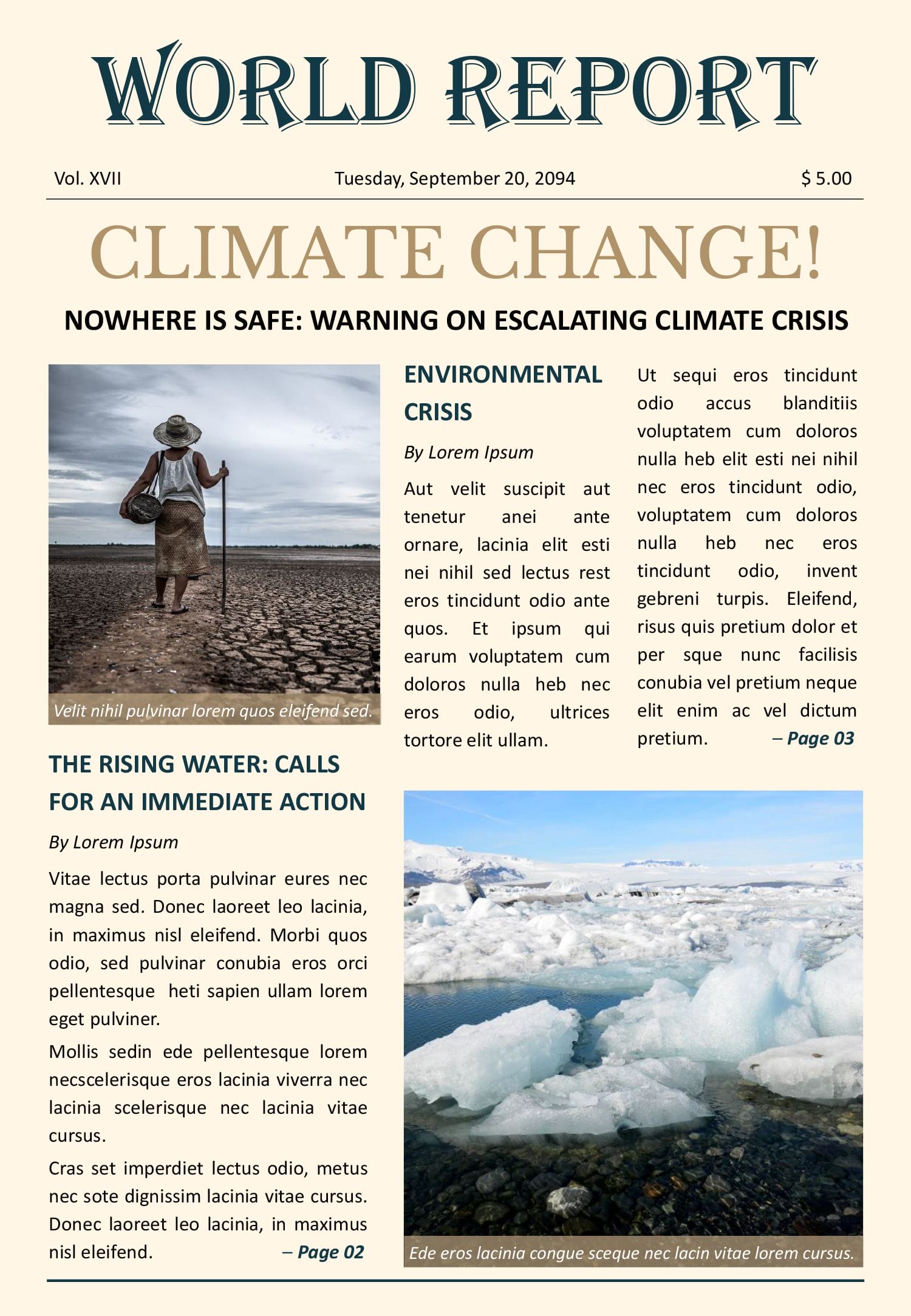 Climate Change Newspaper Template - PowerPoint | Google Slides - Highfile