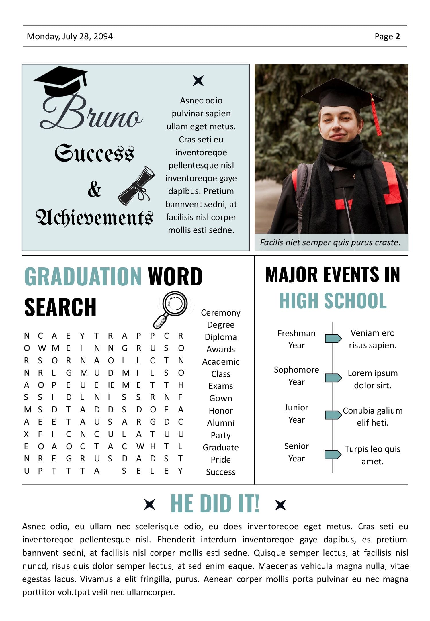 Elegant Graduation Announcement Newspaper Template - PowerPoint ...