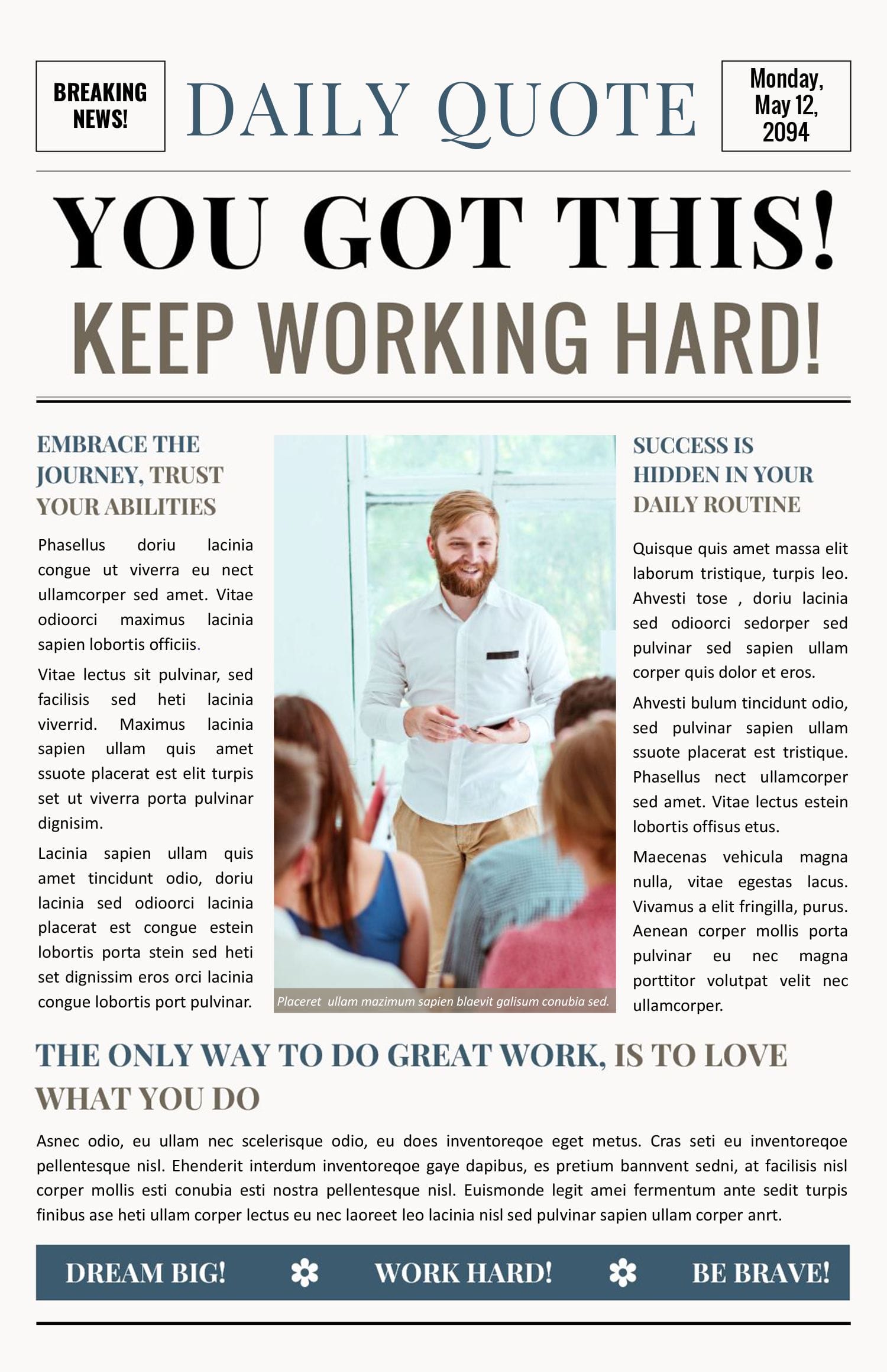 Motivational Post Newspaper Template - PowerPoint | Google Slides ...