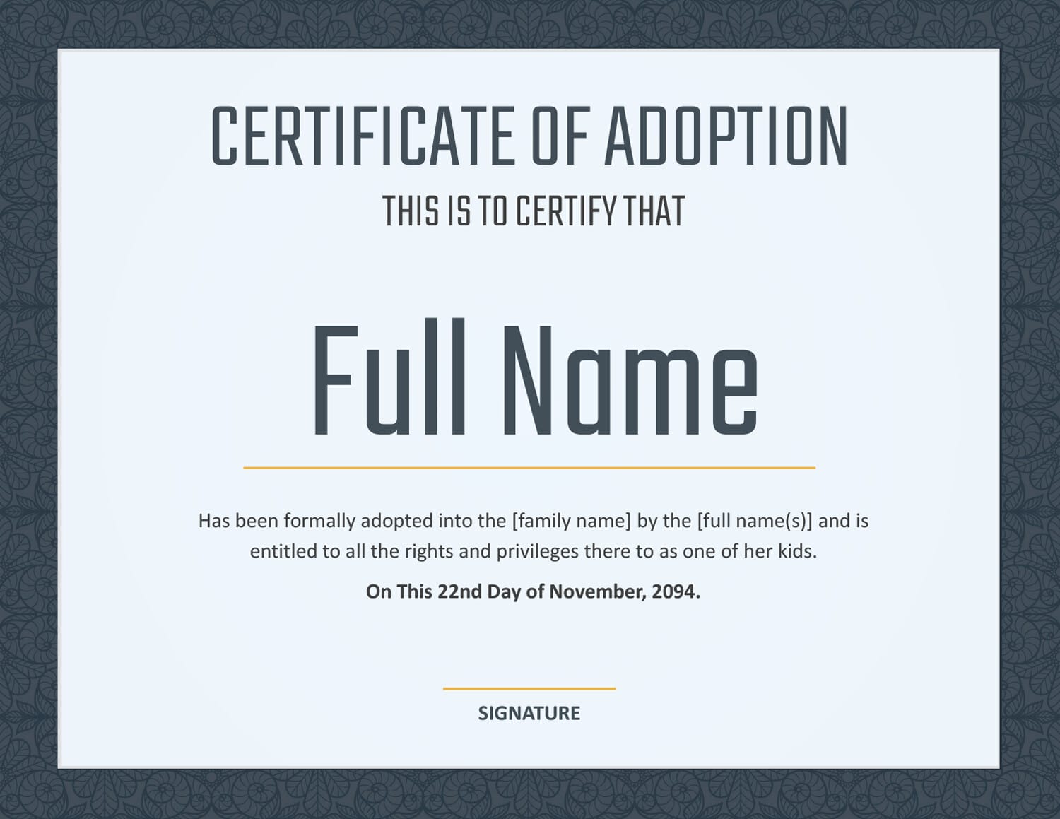Free Editable Adoption Certificate Templates - Highfile