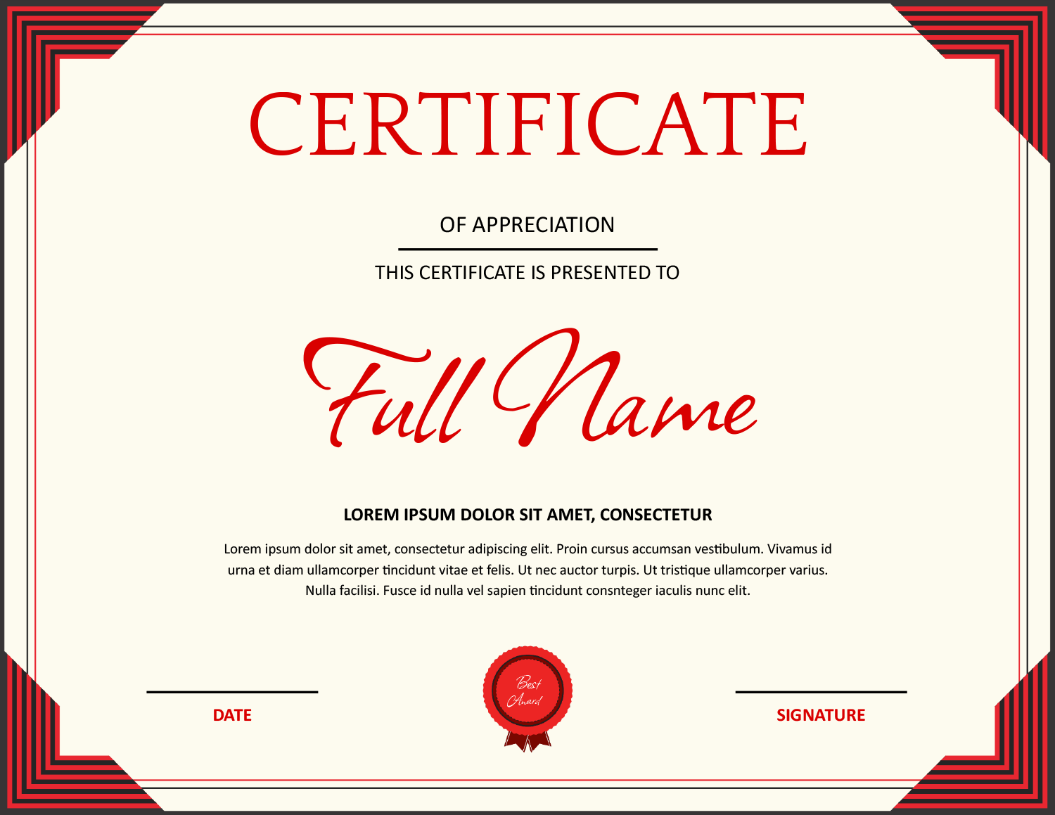 Free Editable Award Certificate Templates - Highfile