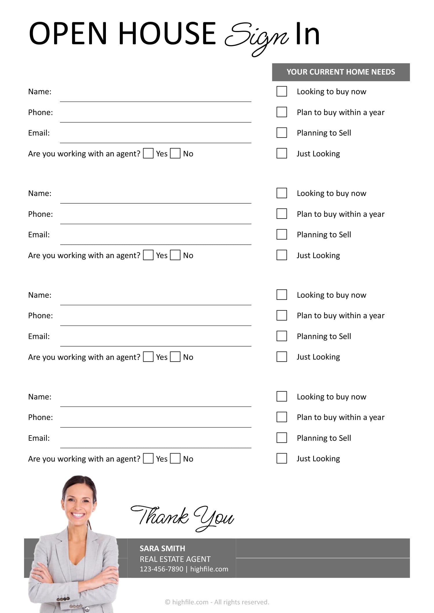 Simple Open House Sign In Sheet - Word | Google Docs | PDF - Highfile