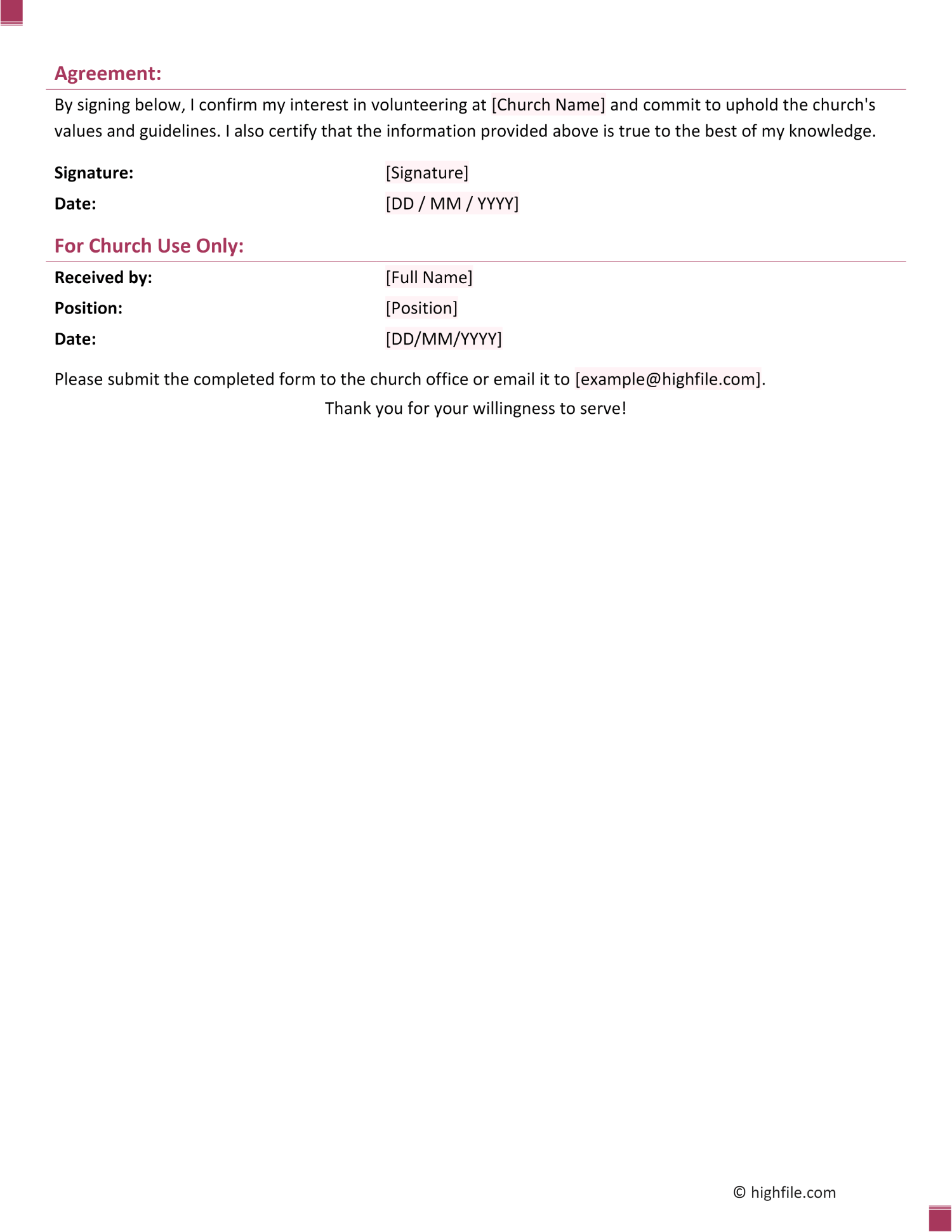 12 Free Volunteer Forms in Google Docs, Word, and PDF - Highfile