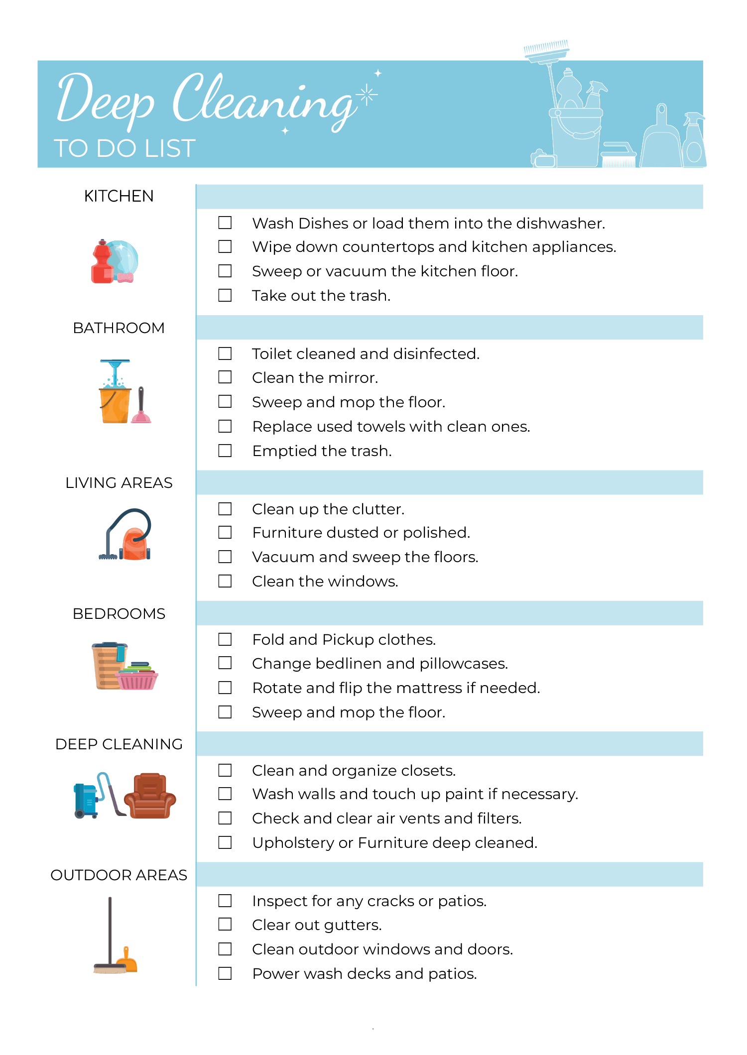 Daily Deep Cleaning To Do List Template - Word | Google Docs - Highfile