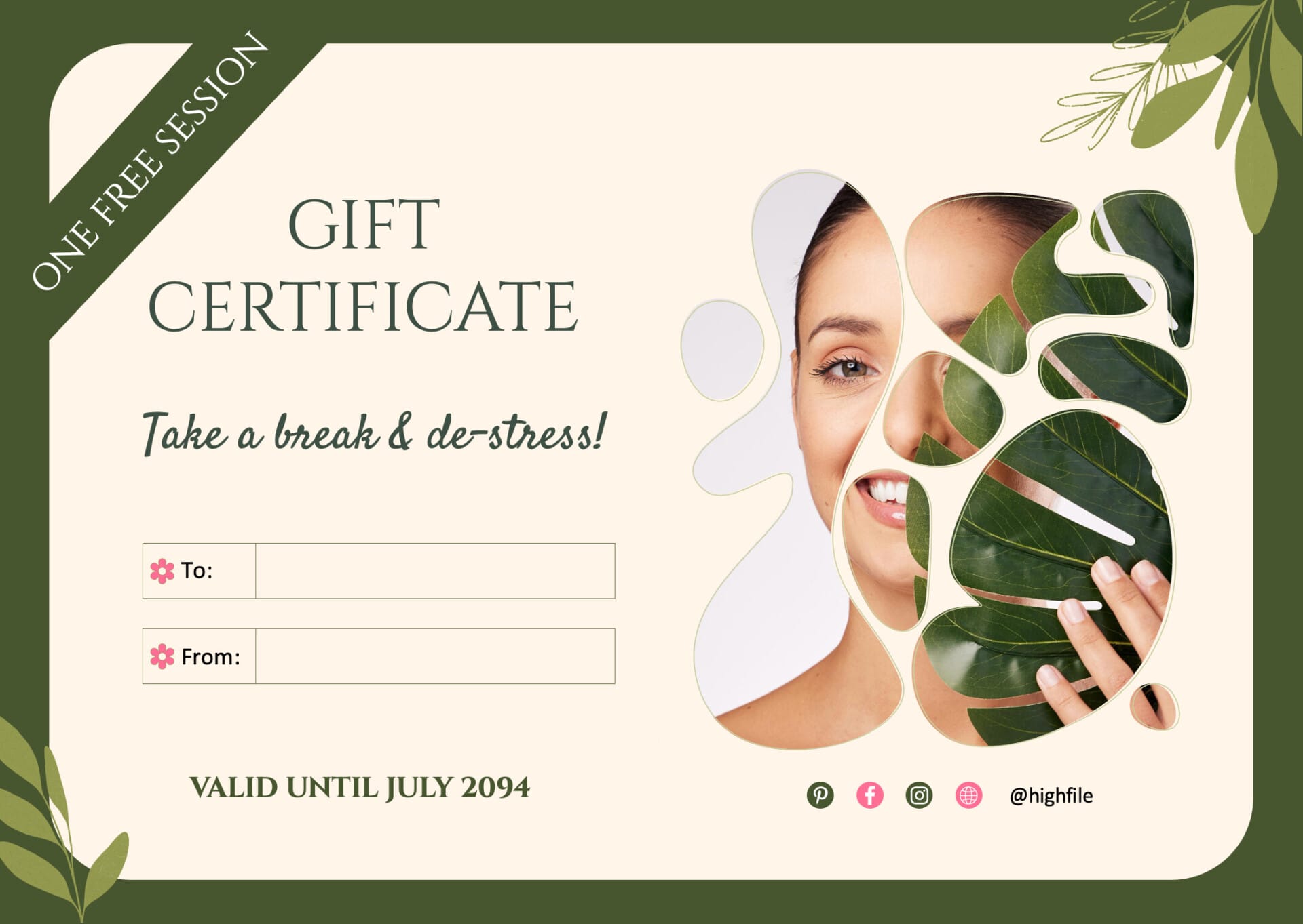 Green and Beige Massage Gift Certificate Template - PowerPoint | Google ...
