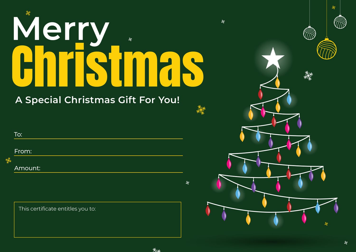 Icicle Lights Christmas Gift Certificate Template - PowerPoint | Google ...