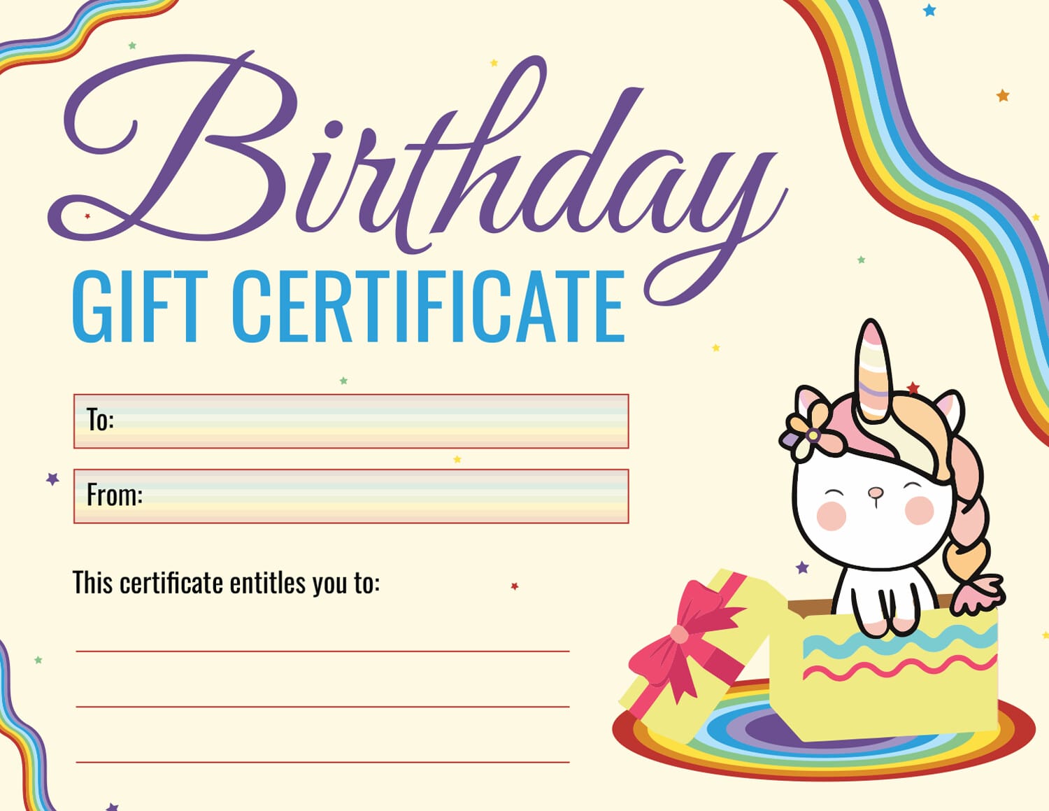 Birthday Gift Certificate Template - Highfile