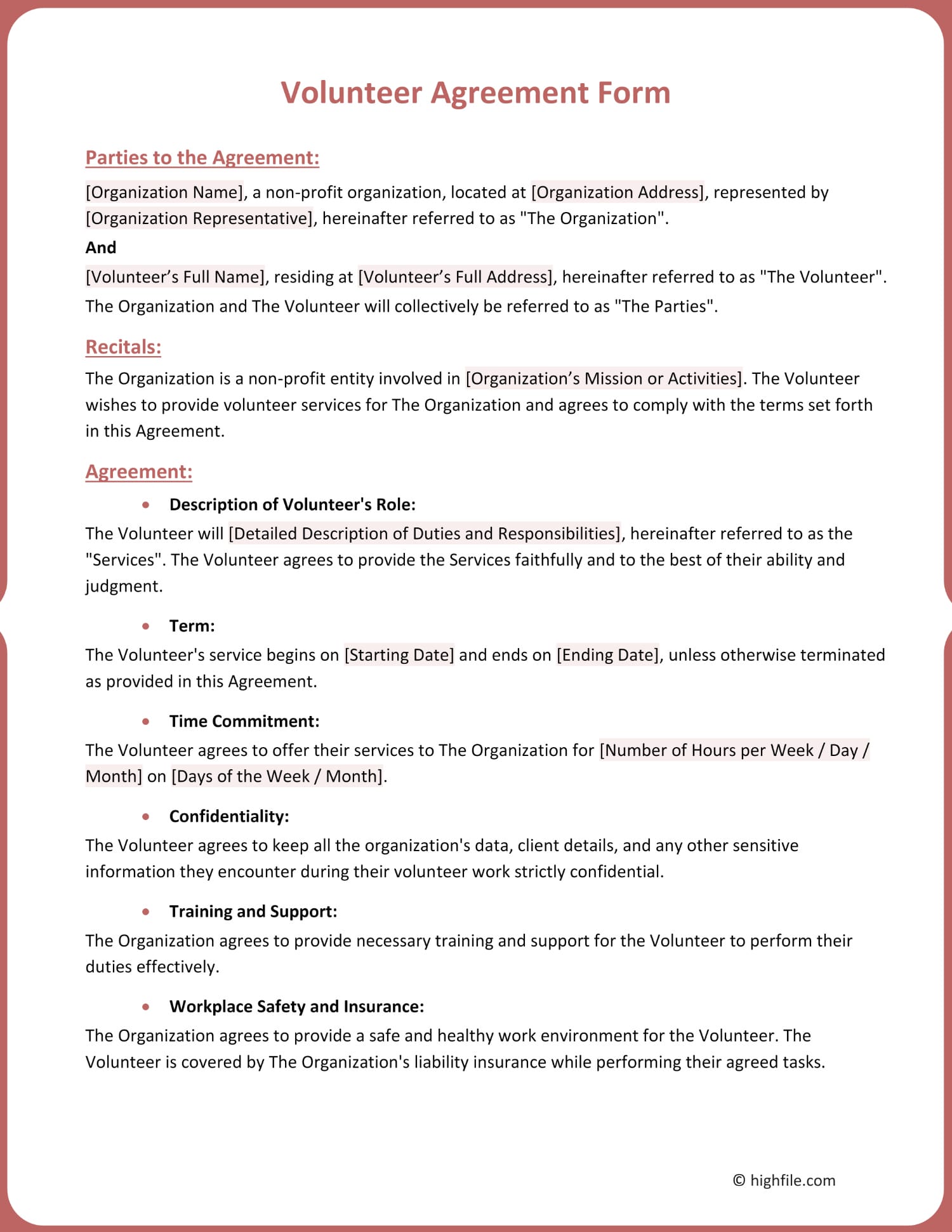 Volunteer Registration Form - Word | PDF | Google Docs - Highfile