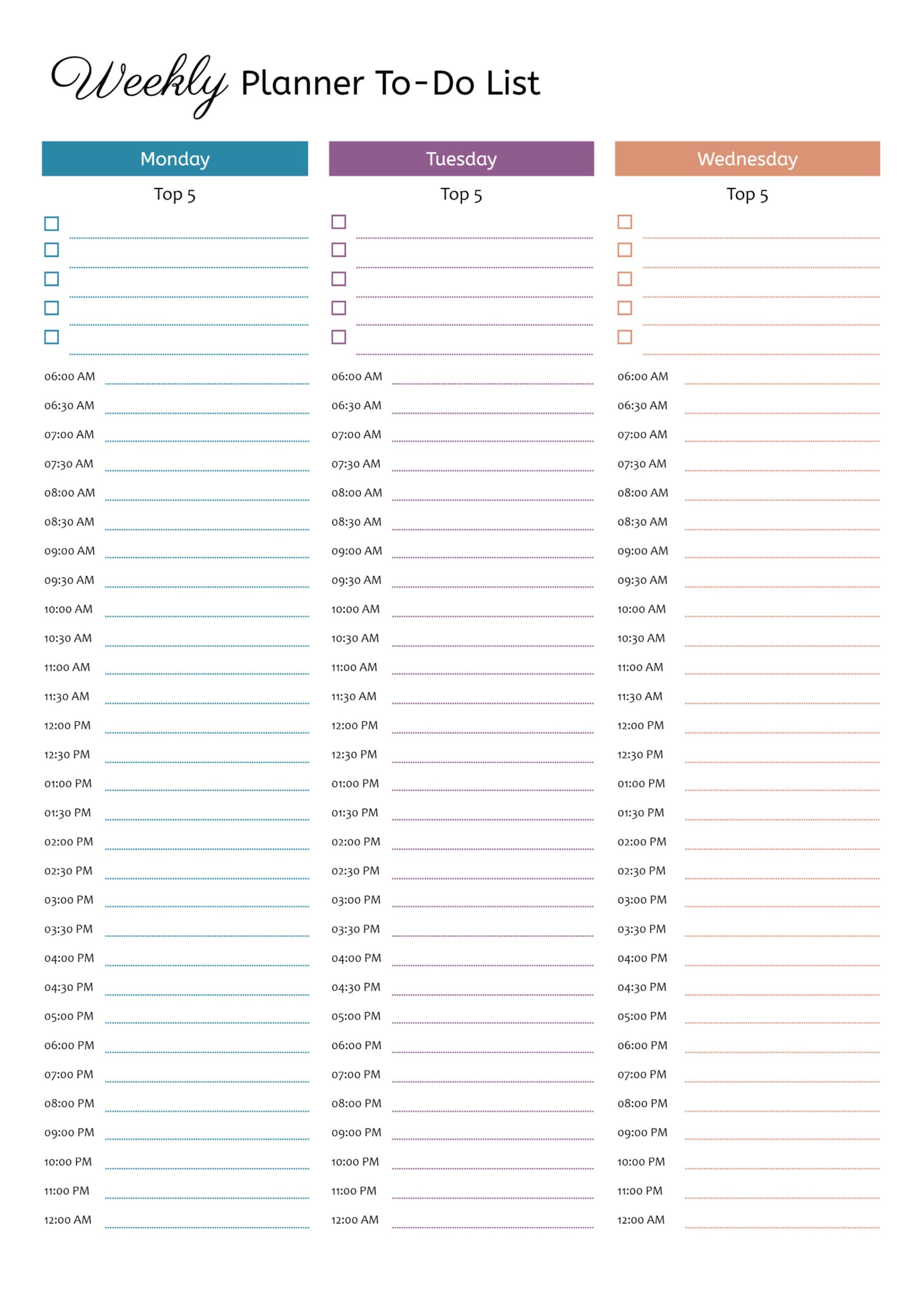 Daily Planner To Do List Template - Word | Google Docs - Highfile