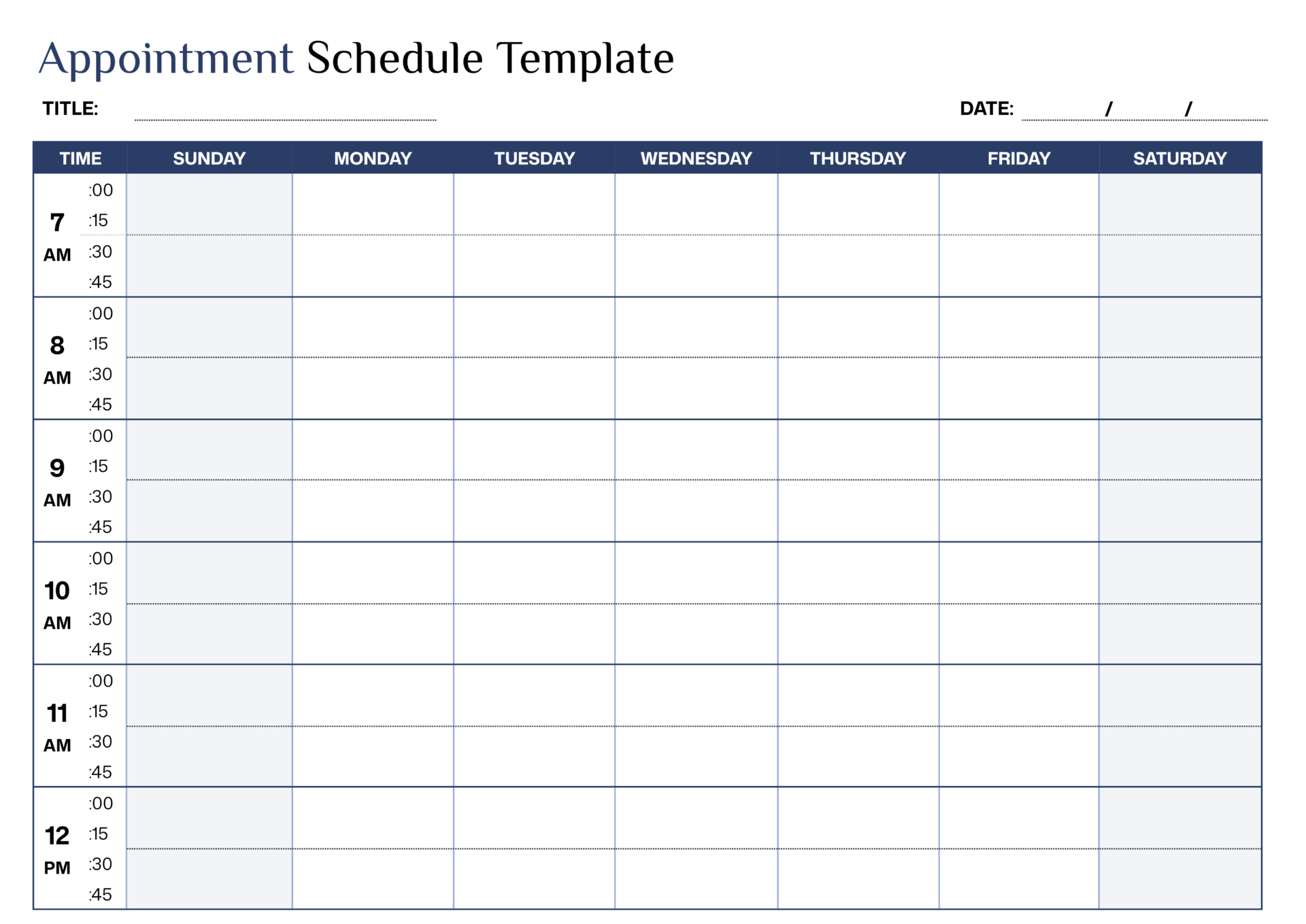 Appointment Schedule Template - Google Docs | Word - Highfile Appointment Schedule Template - Google Docs | Word - Highfile