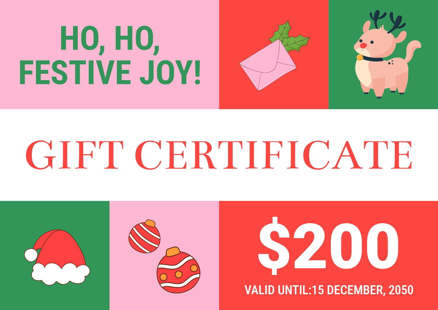 Grid Style Christmas Gift Certificate Template - Google Slides ...