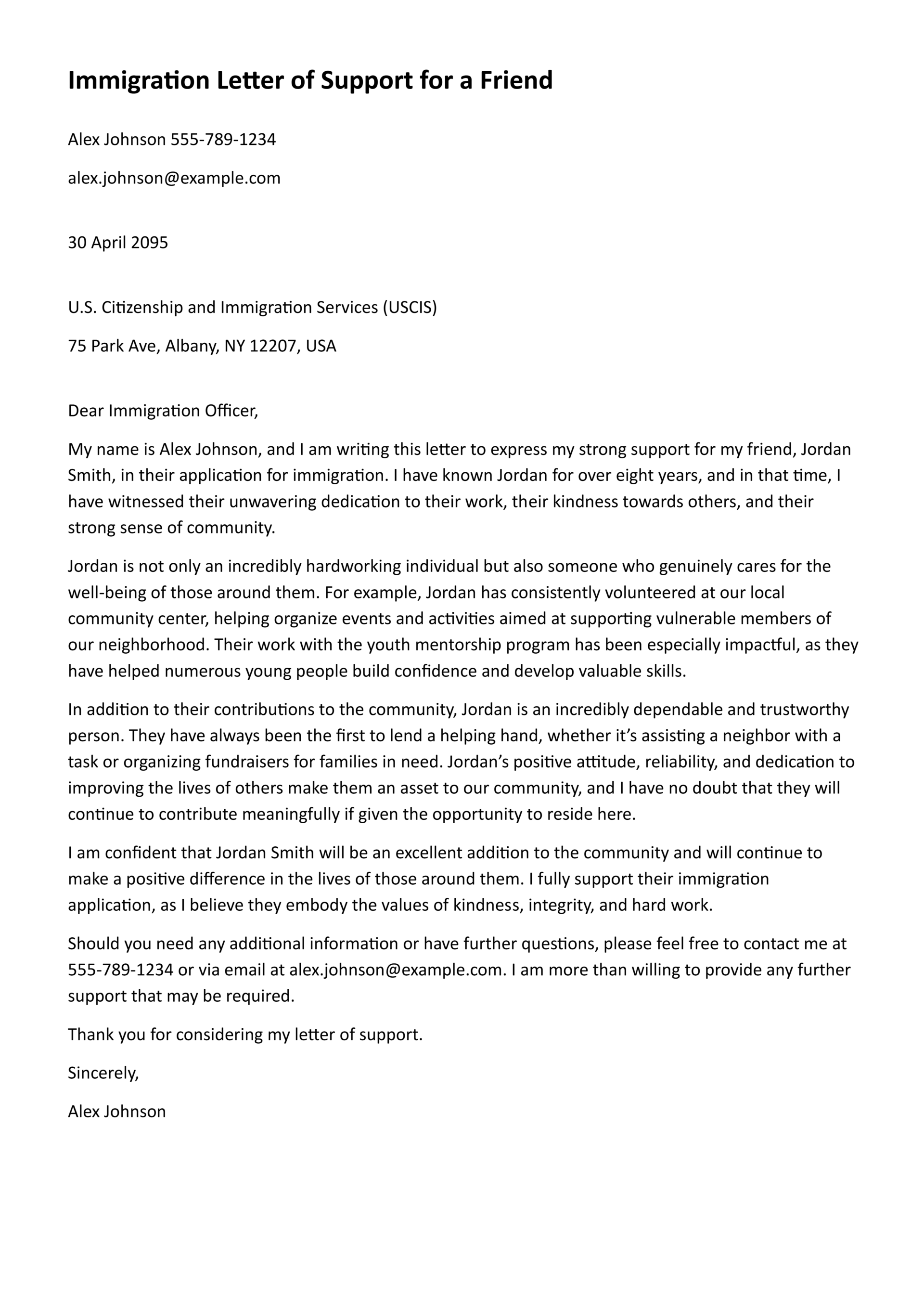 Letter of Support for Immigration Template - Highfile Letter of Support for Immigration Template - Highfile